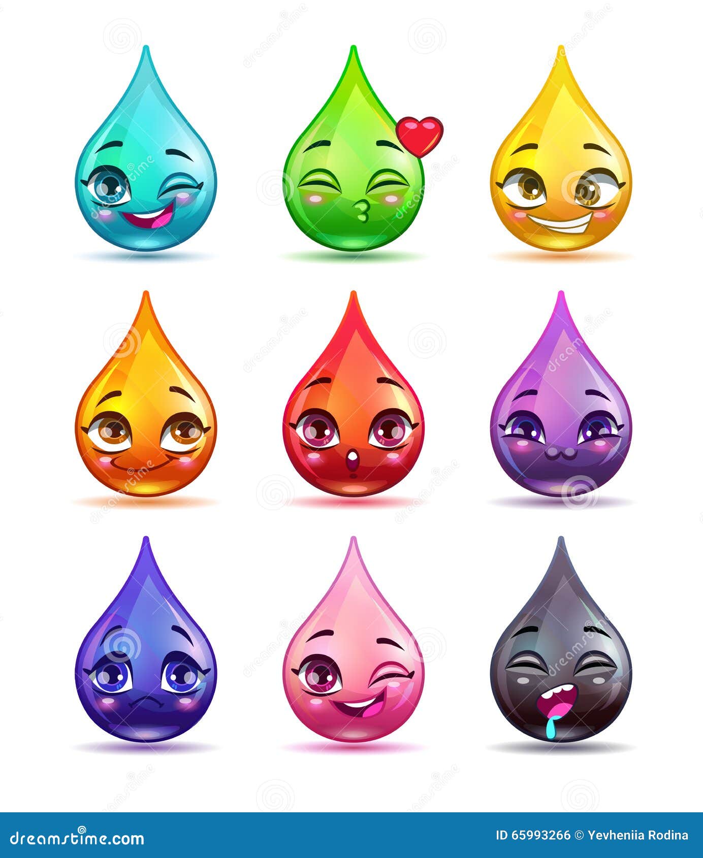 Cute Cartoon Colorful Drop Characters Stock Vector - Illustration of ...