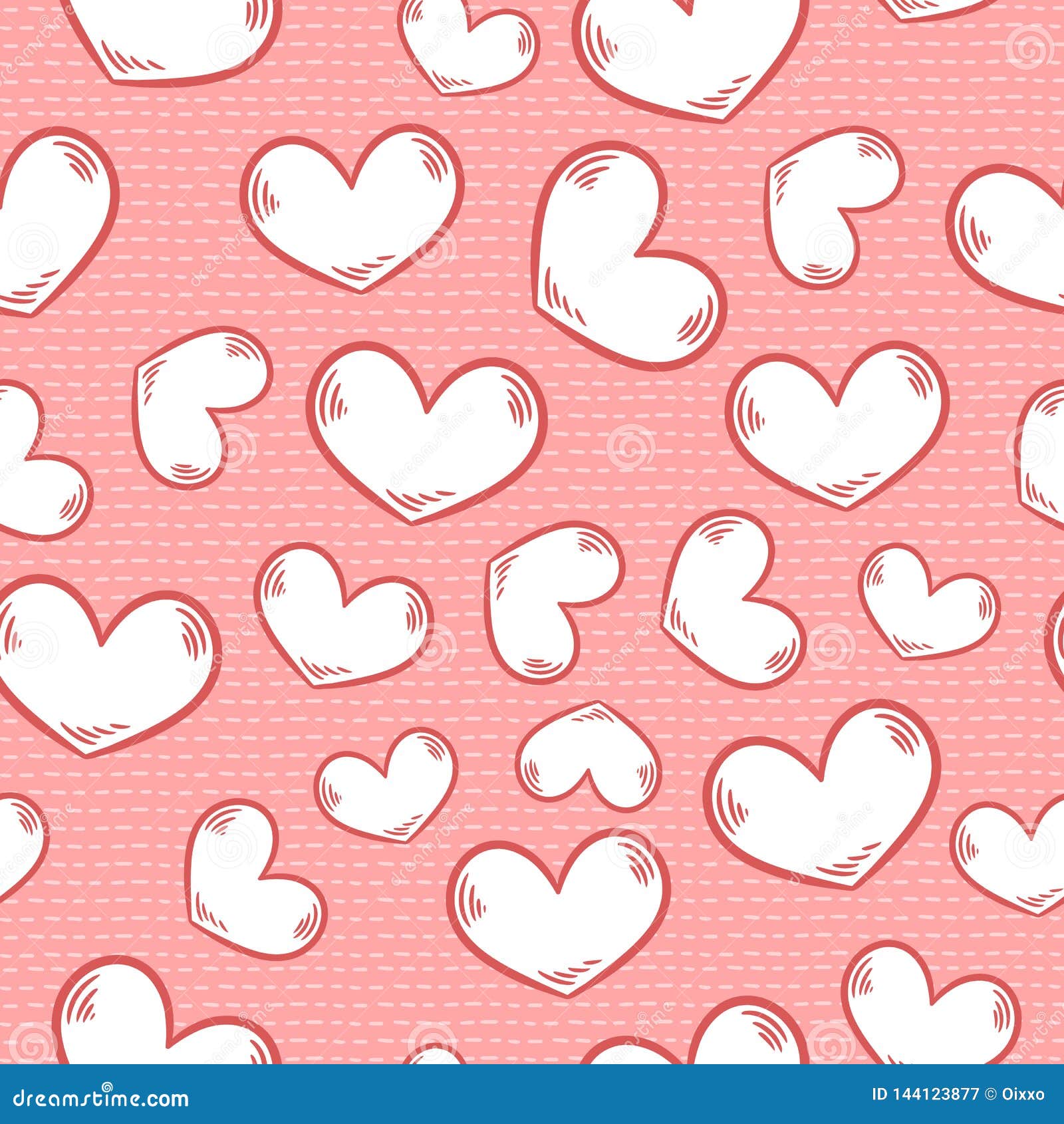 Cute Cartoon Colorful Seamless Pattern with Hearts and Stitches Stock ...
