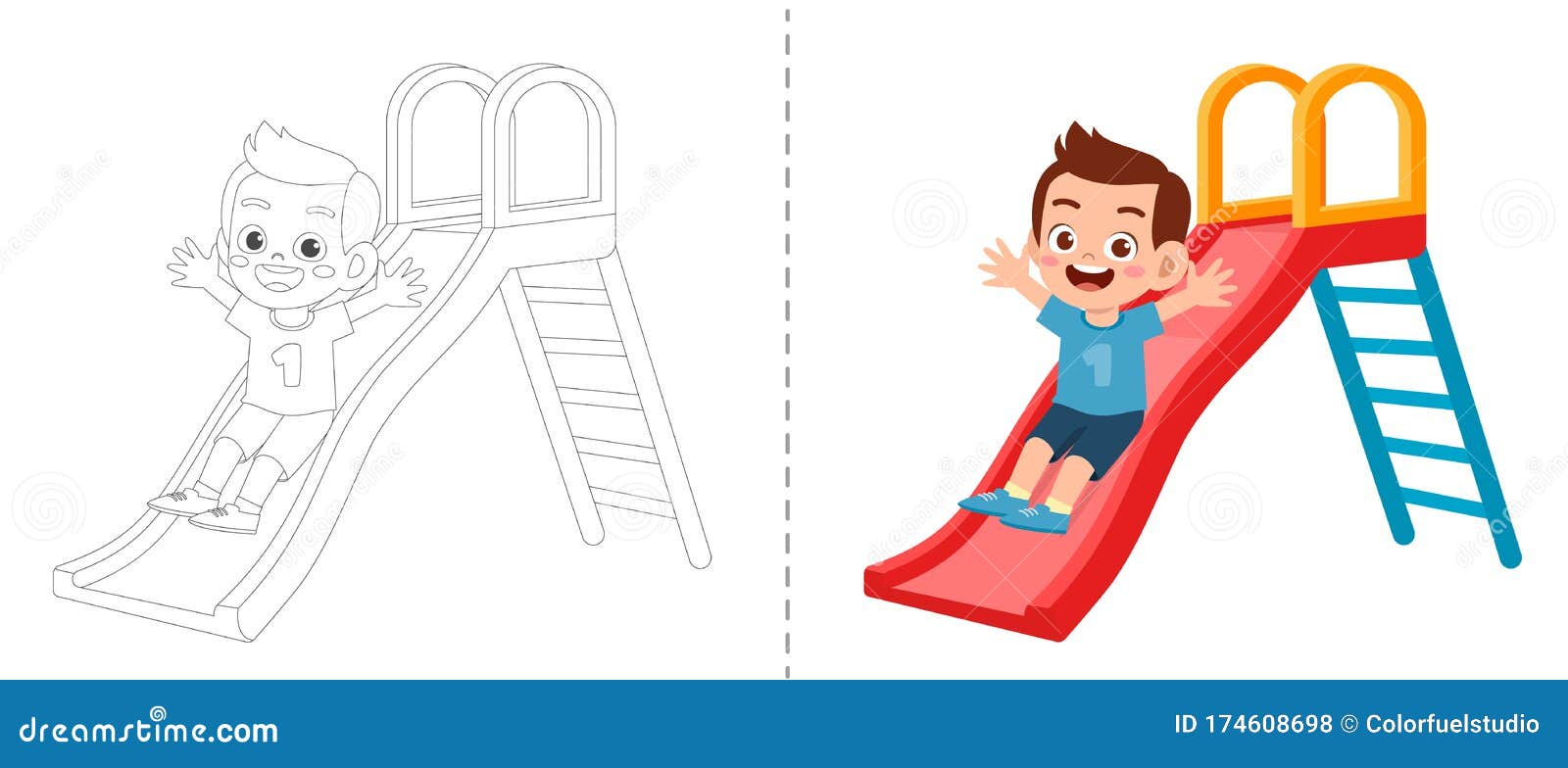 Cute Cartoon Coloring Book Template for Kids Stock Vector ...