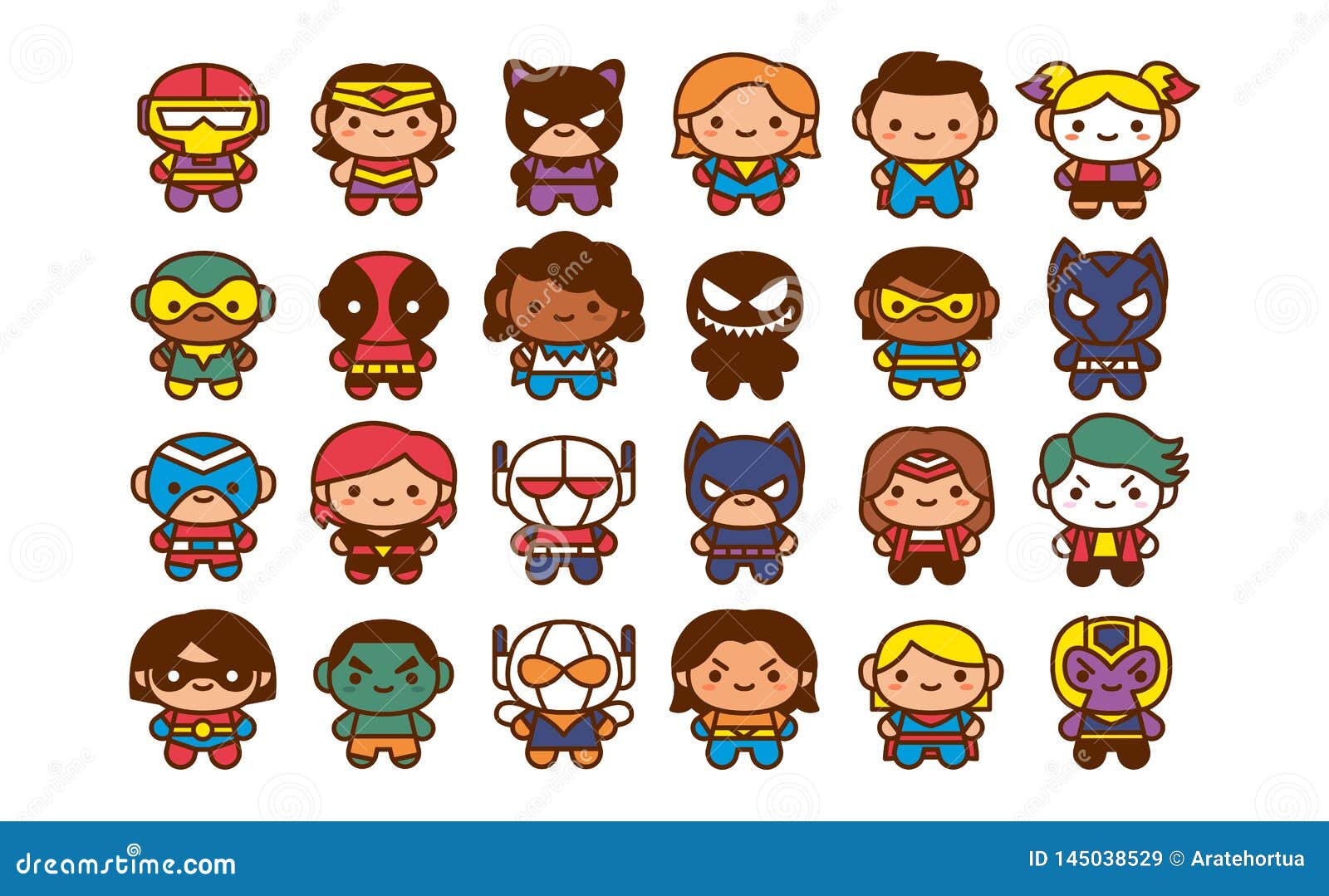 Cute Cartoon Comic Characters Isolated Stock Vector - Illustration of ...