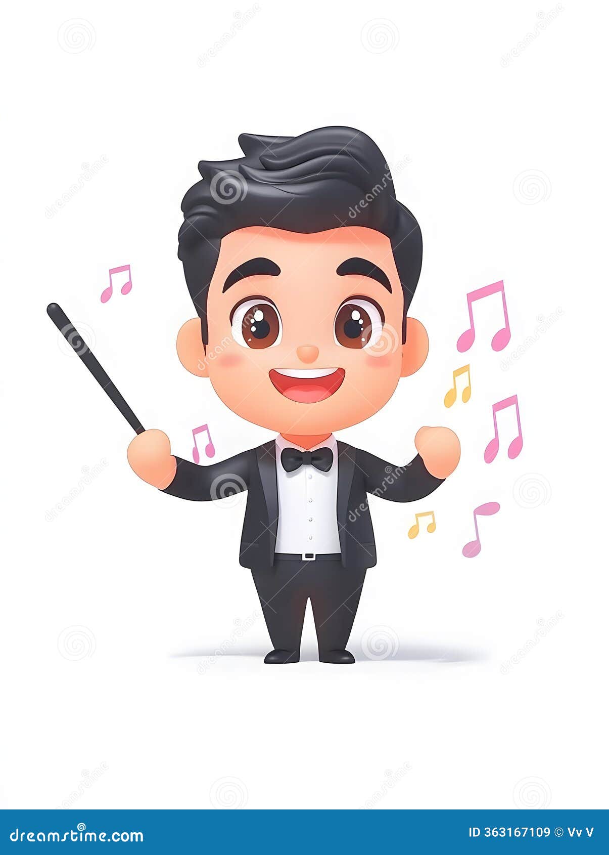 Cartoon Conductor. Back Of A Man Conducting An Orchestra. Vector ...