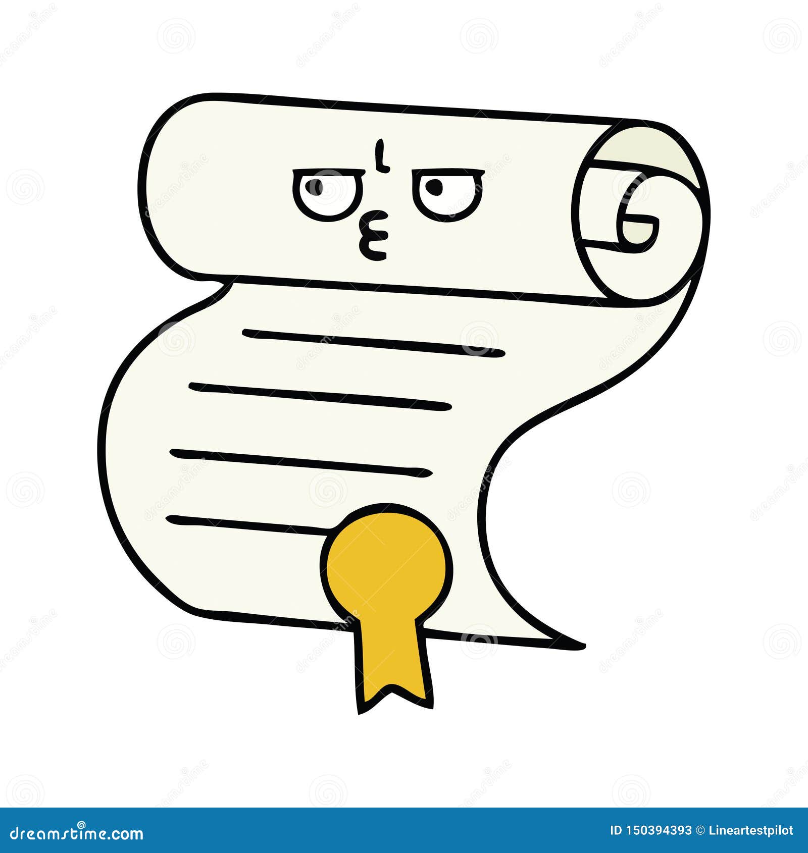 Cute cartoon of a contract stock vector. Illustration of retro - 150394393