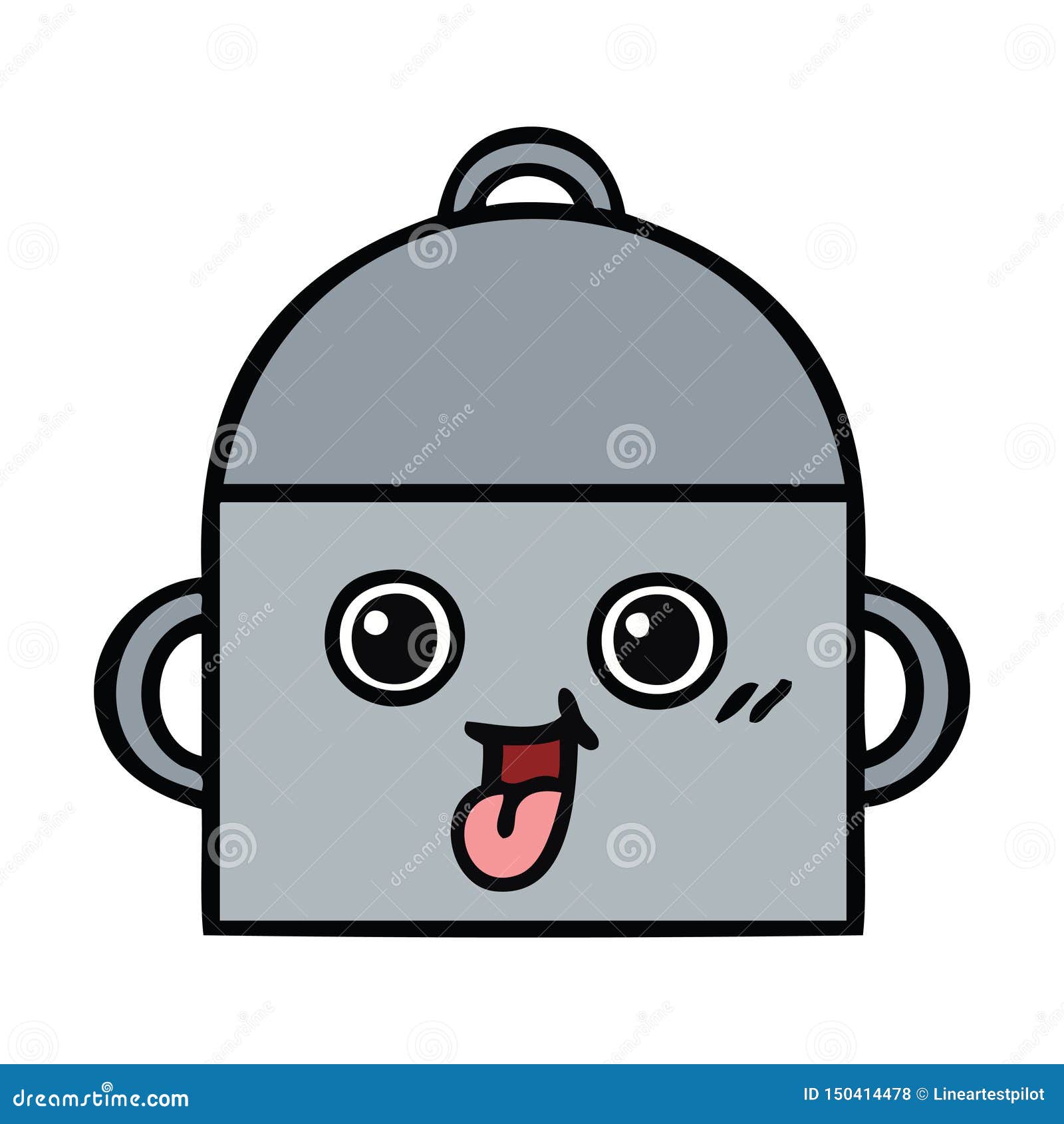 Cute Cartoon of a Cooking Pot Stock Vector - Illustration of retro ...