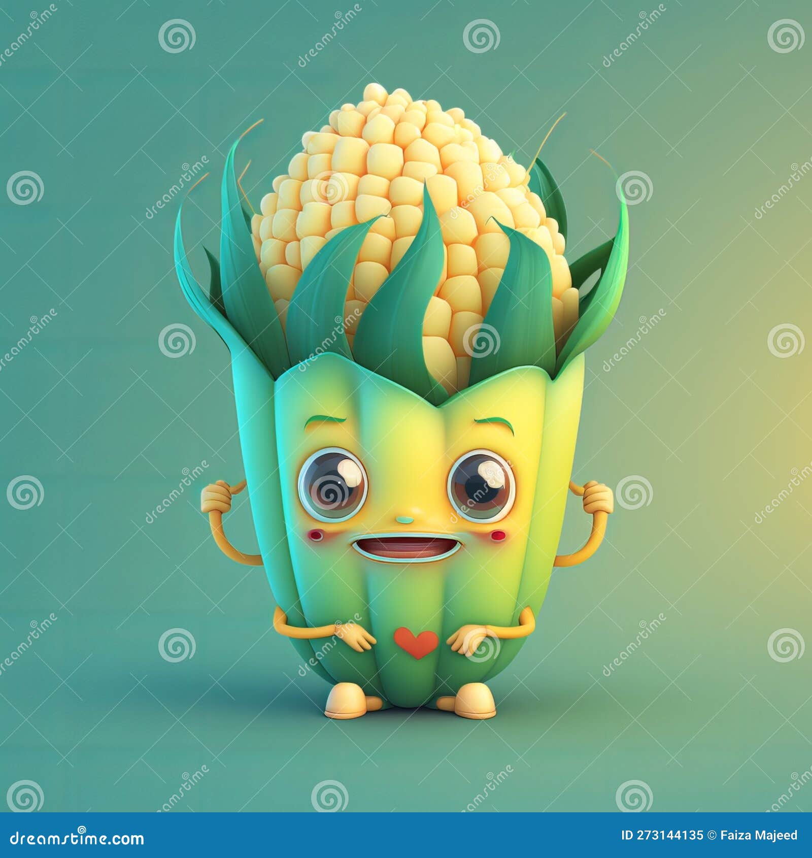 Cute Cartoon Corn Character, Generative AI Stock Illustration ...