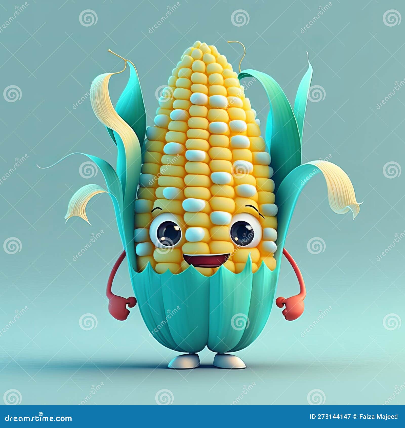 Cute Cartoon Corn Character, Generative AI Stock Illustration ...