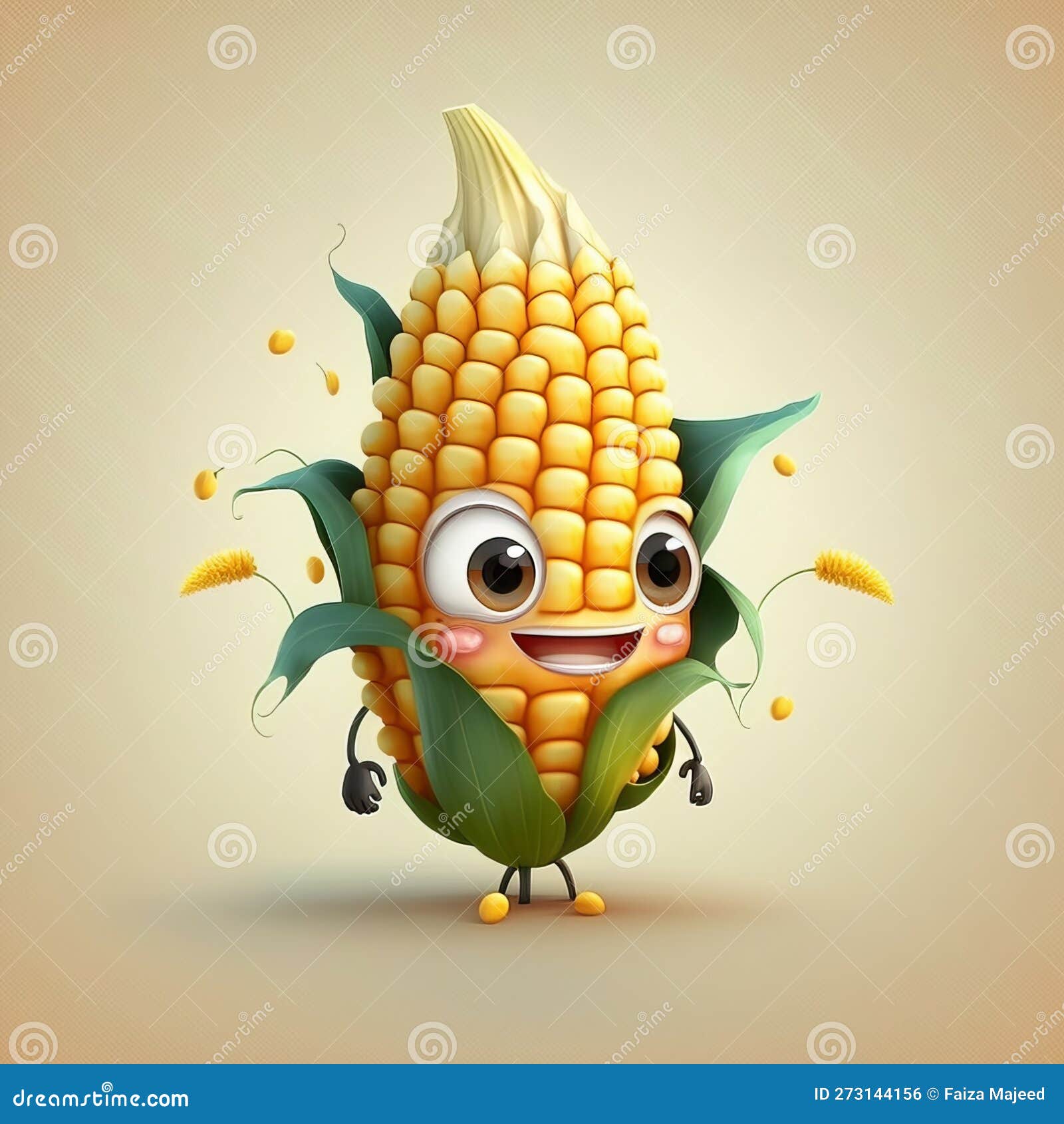 Cute Cartoon Corn Character, Generative AI Stock Illustration ...