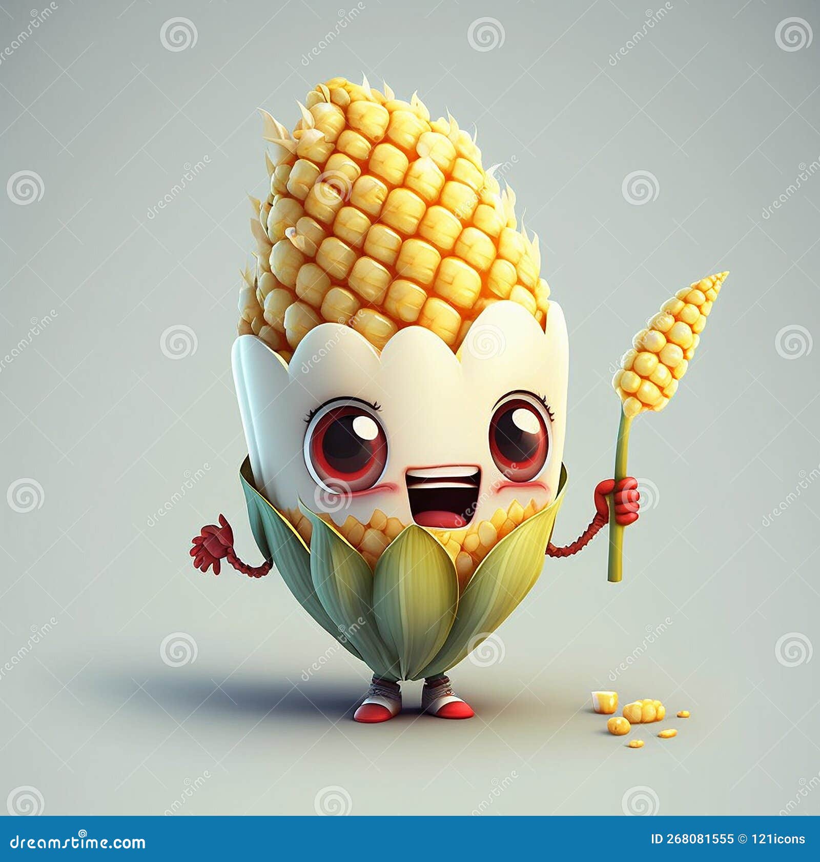 Cute Cartoon Corn Character Illustration by Generative AI Stock ...