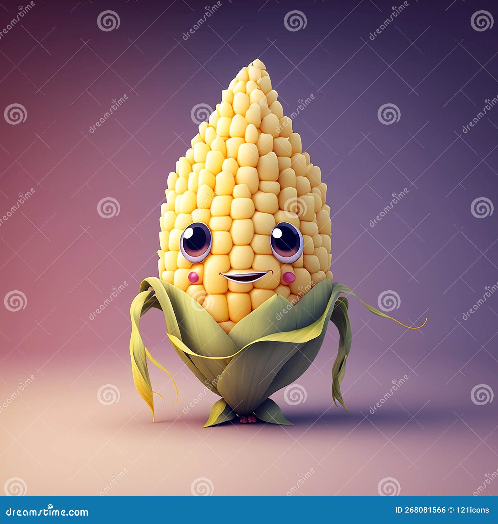 Cute Cartoon Corn Character Illustration by Generative AI Stock ...