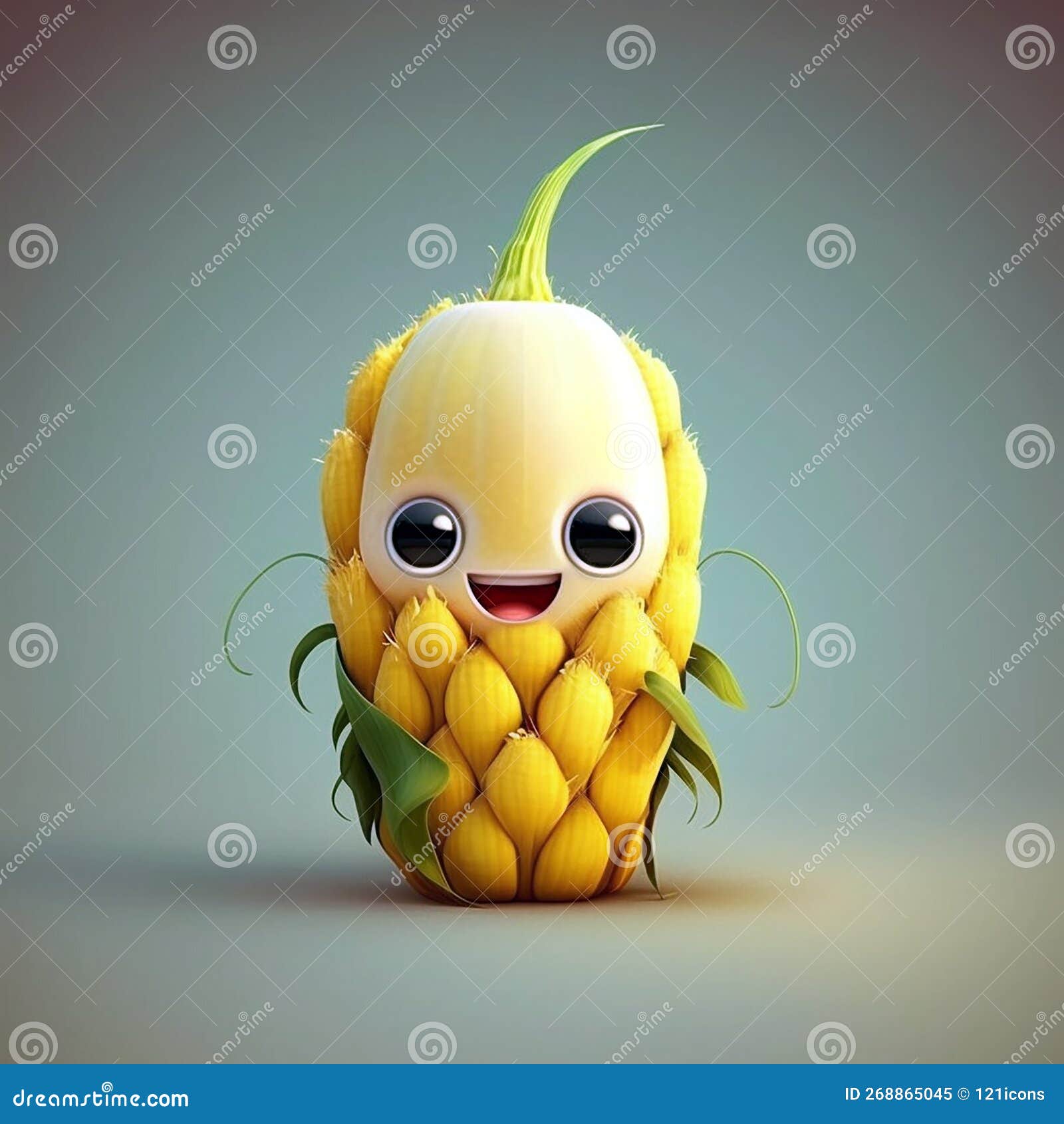 Cute Cartoon Corn Character Using Generative AI Stock Illustration ...