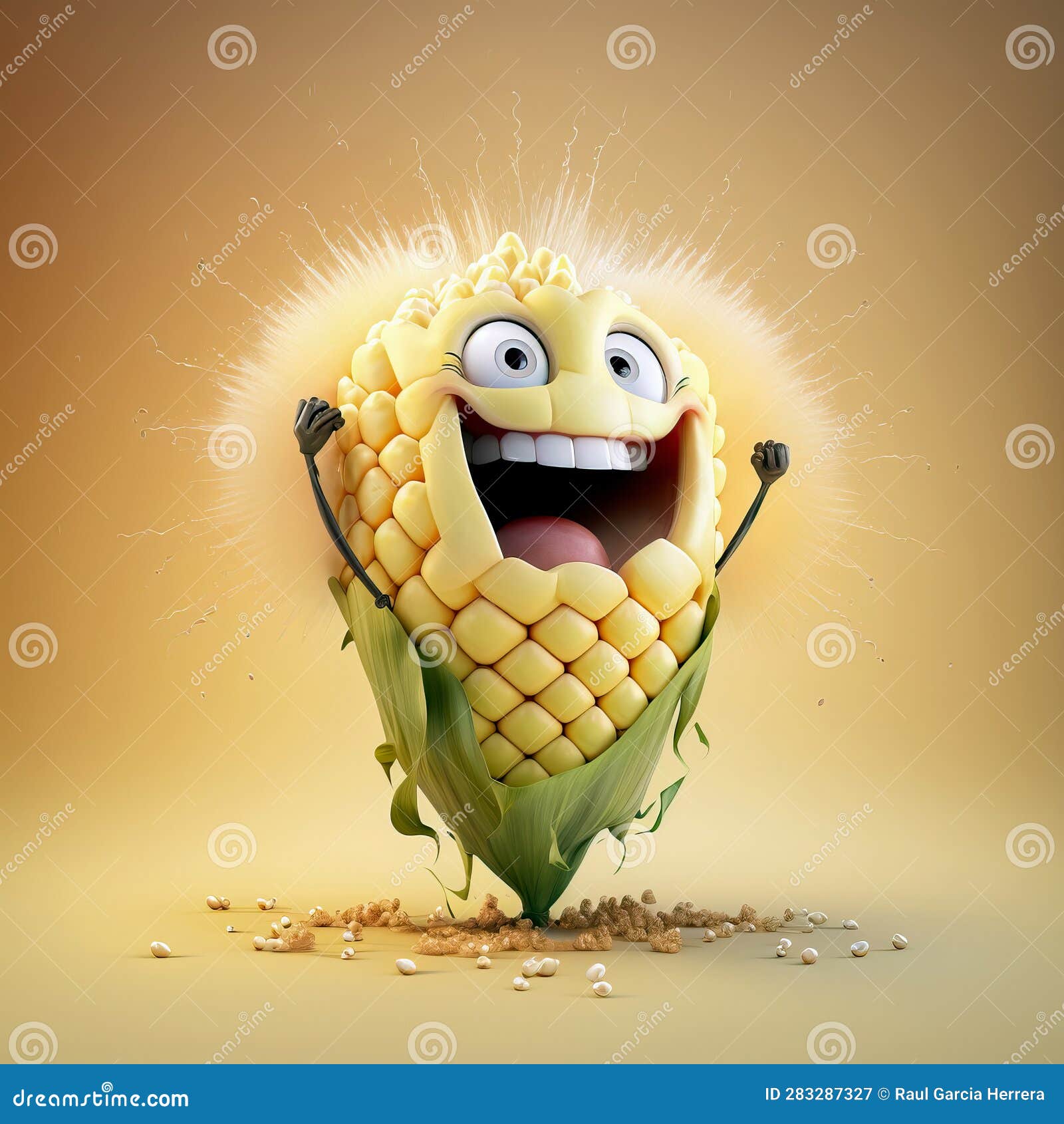 Cute Cartoon Corn on the Cob Popping Popcorn Character. Generative Ai ...