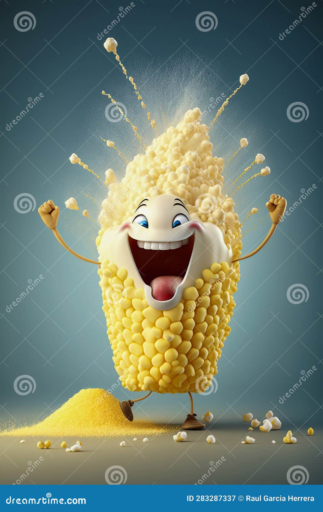Cute Cartoon Corn on the Cob Popping Popcorn Character. Generative Ai ...