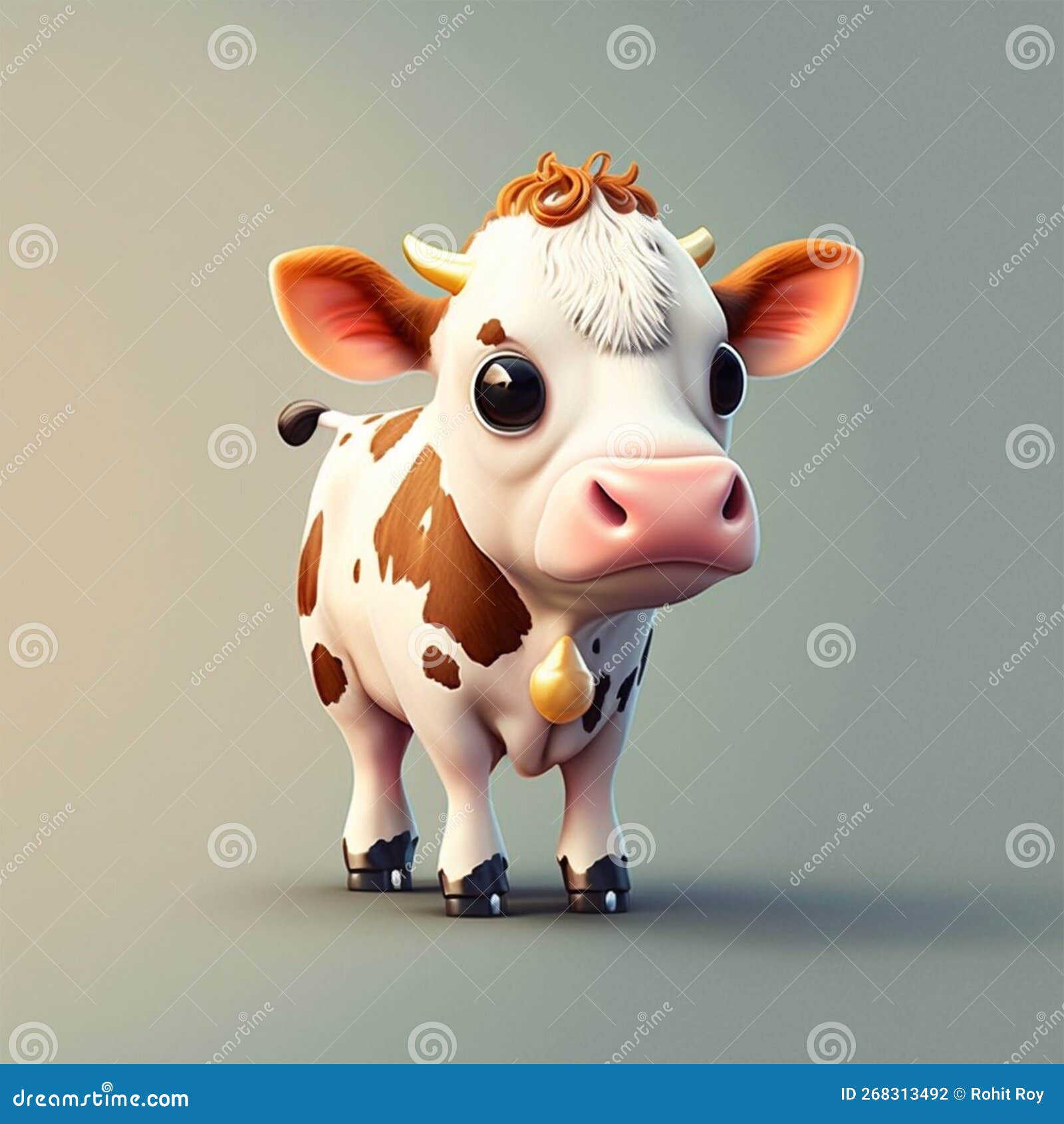 Cute Cartoon Cow stock photo. Image of sweet, full, animal - 268313492