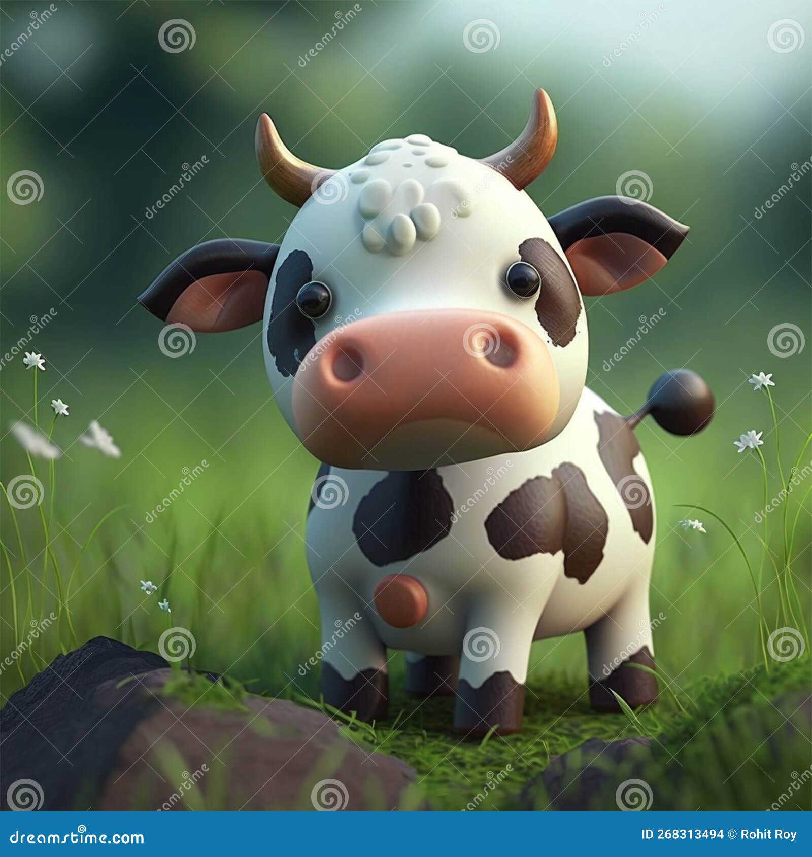 Cute Cartoon Cow stock photo. Image of little, farm - 268313494