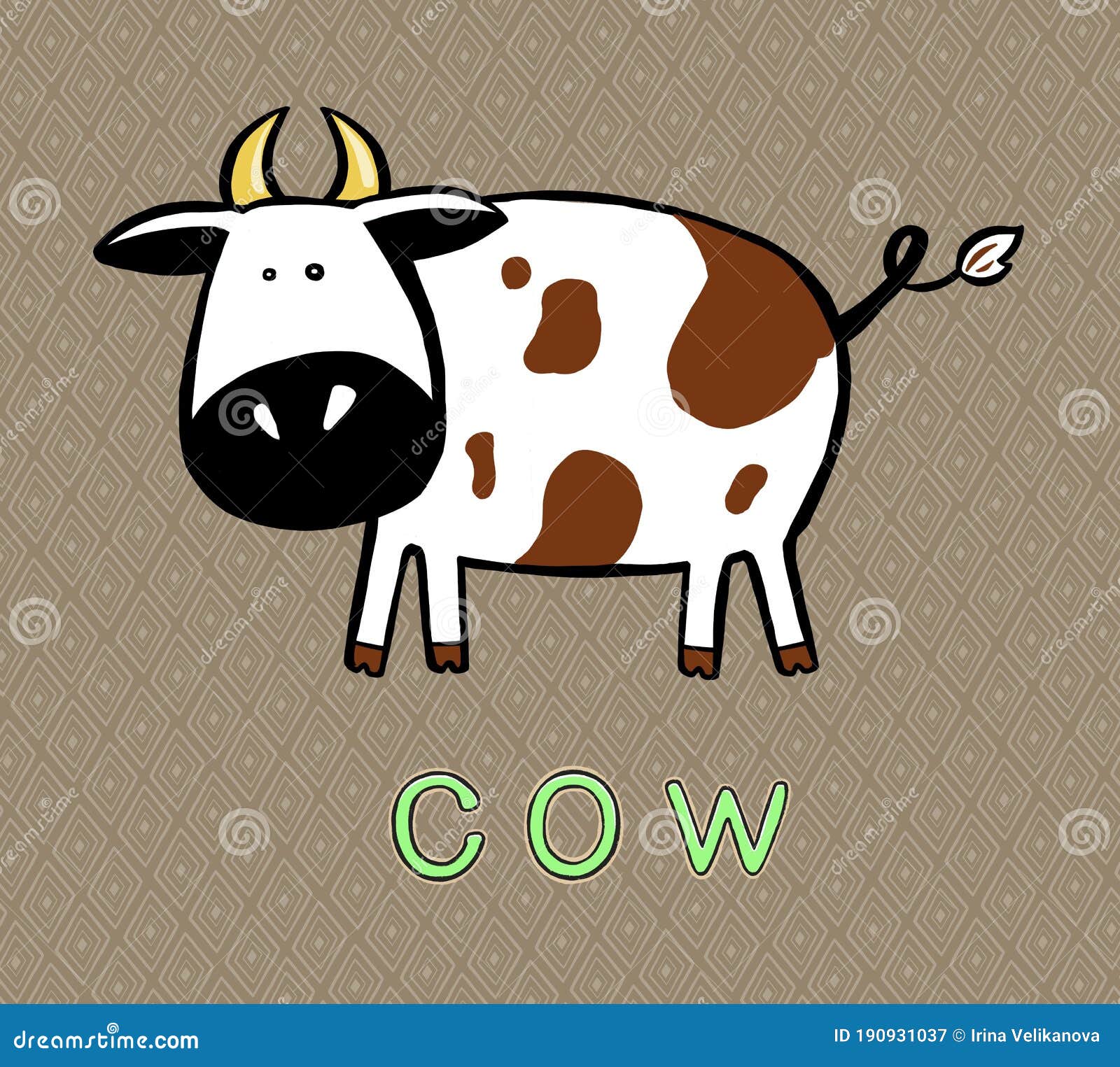 Cute Cartoon Cow and the Inscription Stock Vector - Illustration of ...