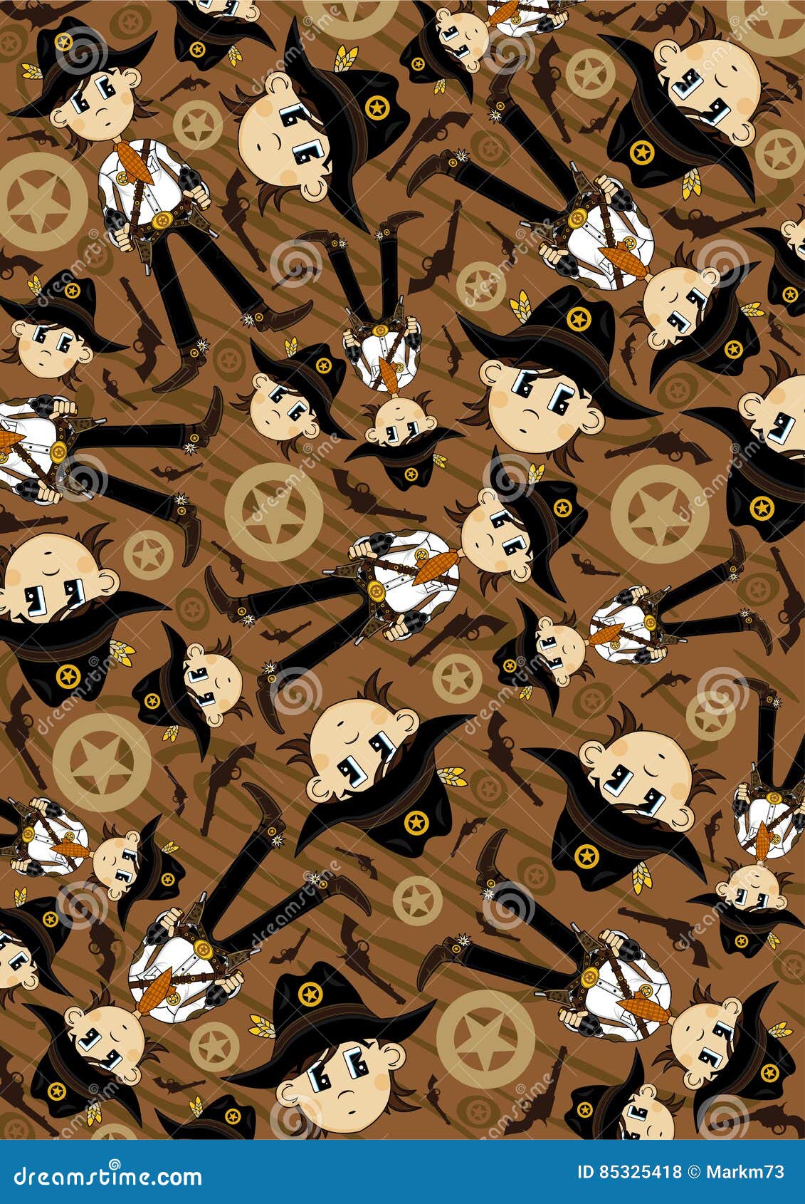 Cute Cartoon Cowboy Pattern Vector Illustration | CartoonDealer.com ...