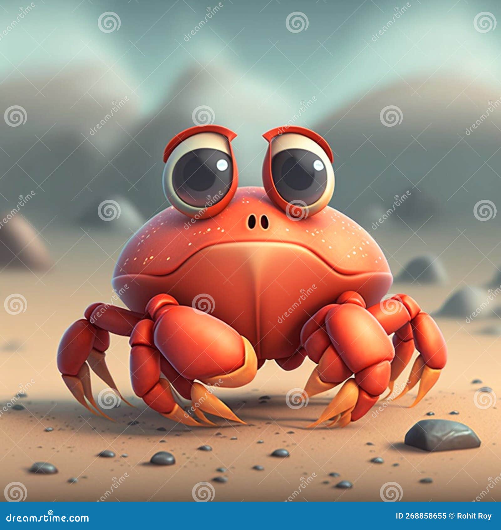 Cute Cartoon Crab Character Stock Illustration - Illustration of ...