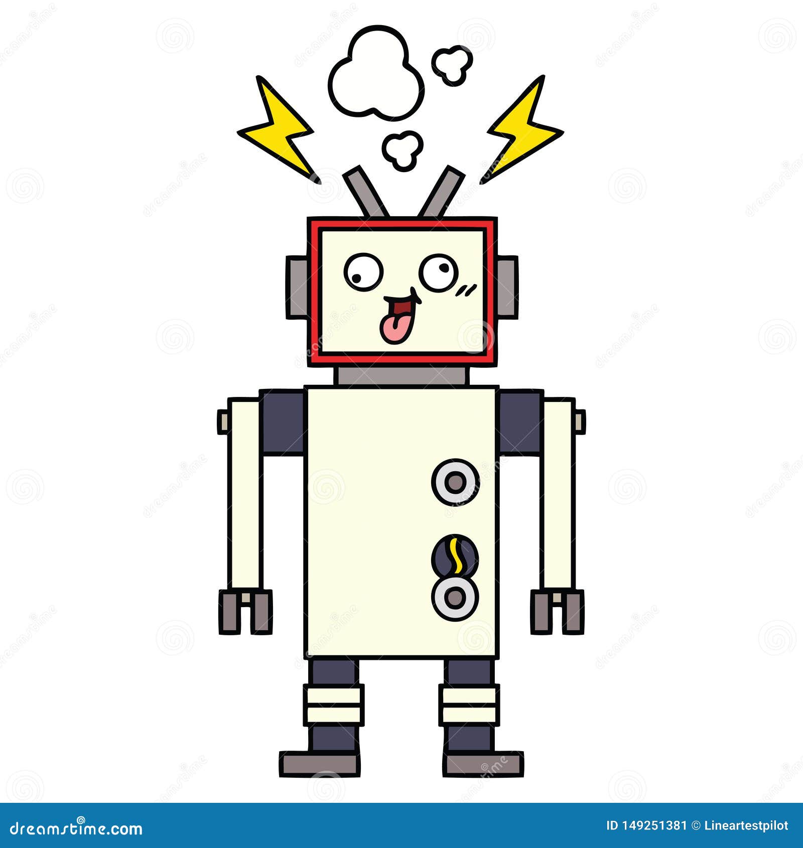 Cute Cartoon Crazy Broken Robot Stock Vector - Illustration of robot, tech: 149251381
