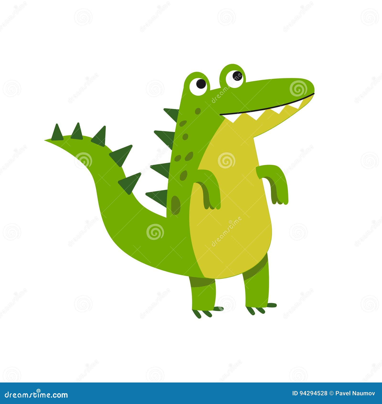 Cute Cartoon Crocodile Character Standing Vector Illustration Stock ...