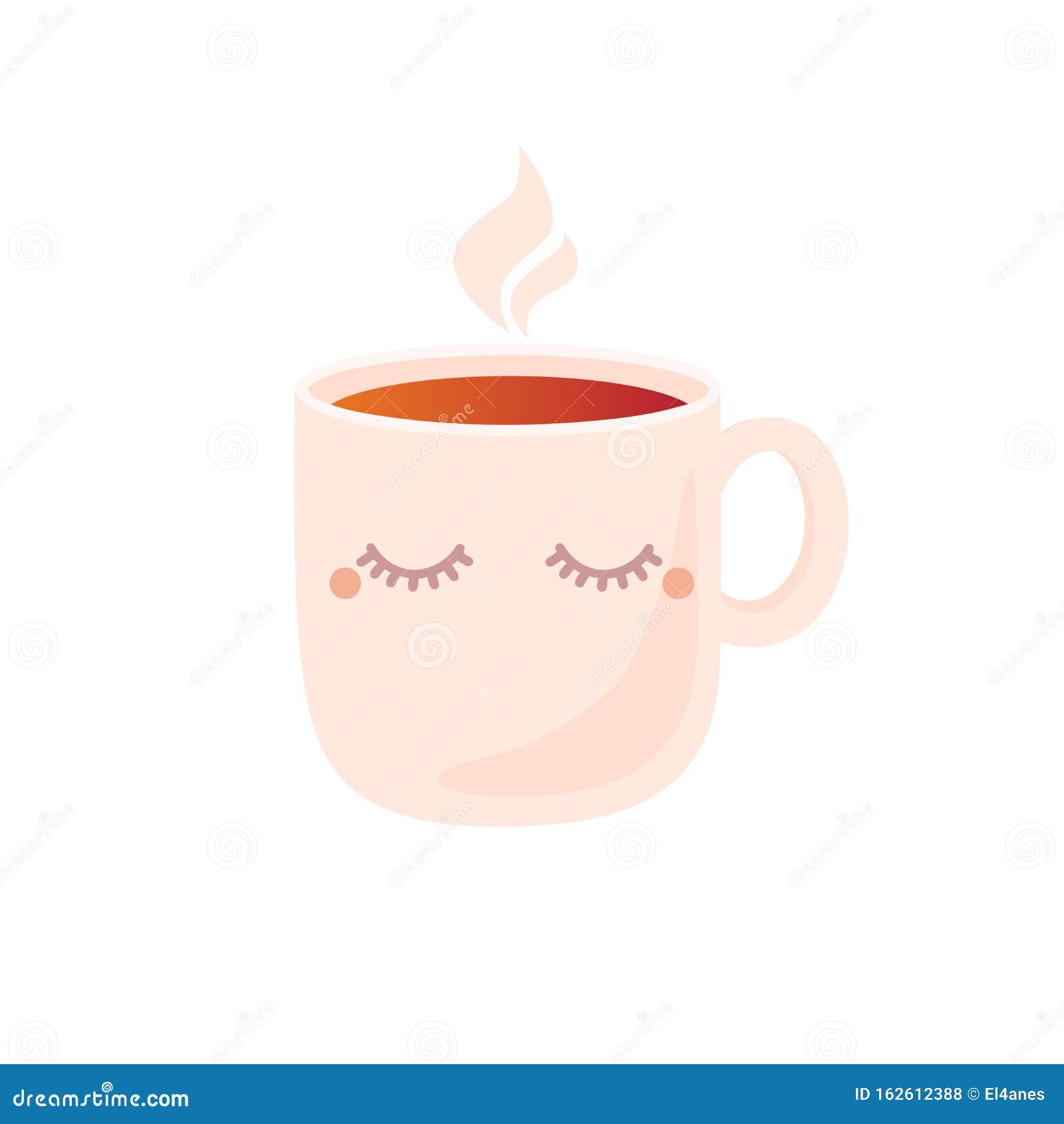 Cute cartoon cup of tea stock vector. Illustration of white - 162612388