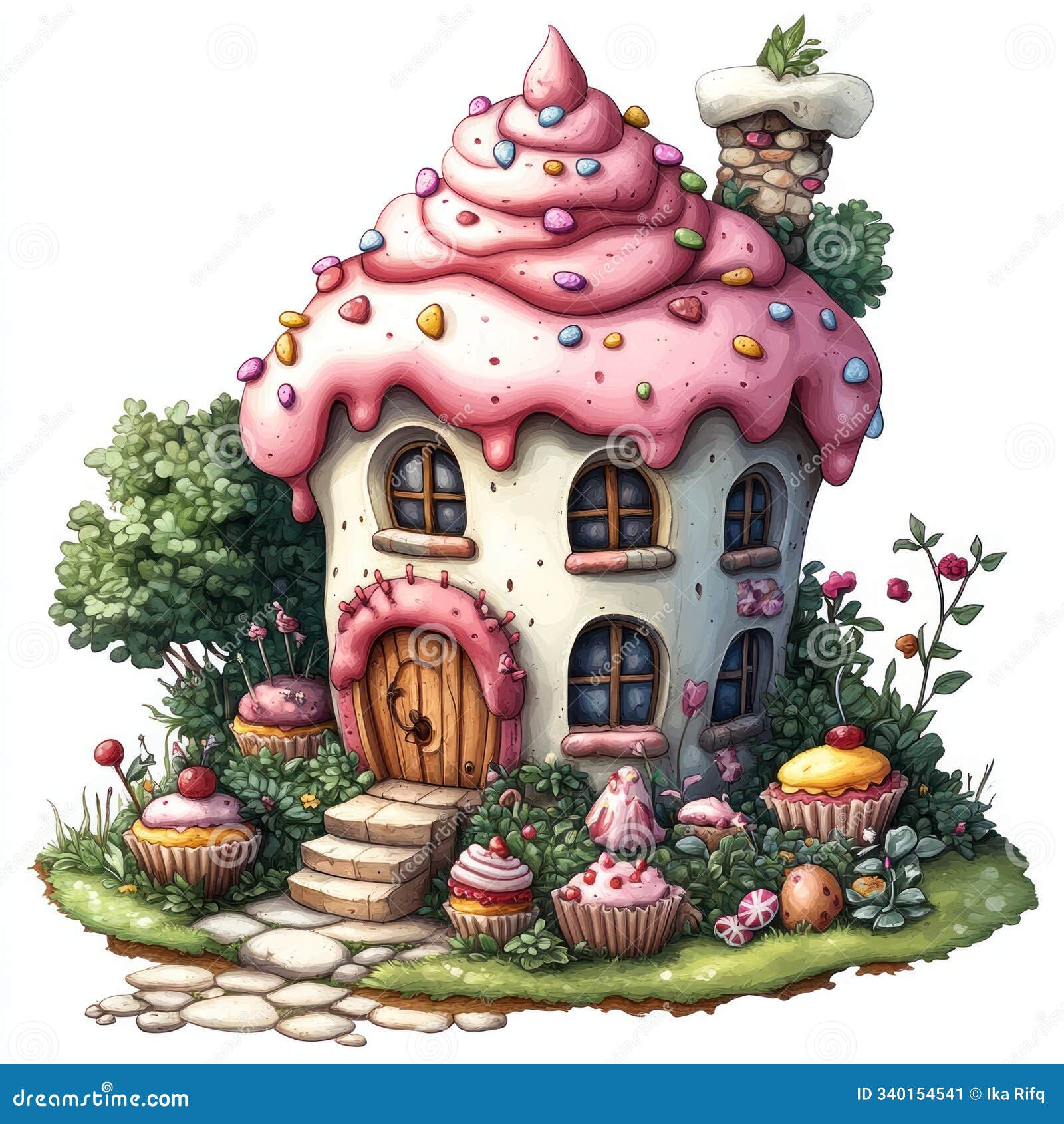 Cute Cartoon Cupcake House Illustration Stock Illustration ...