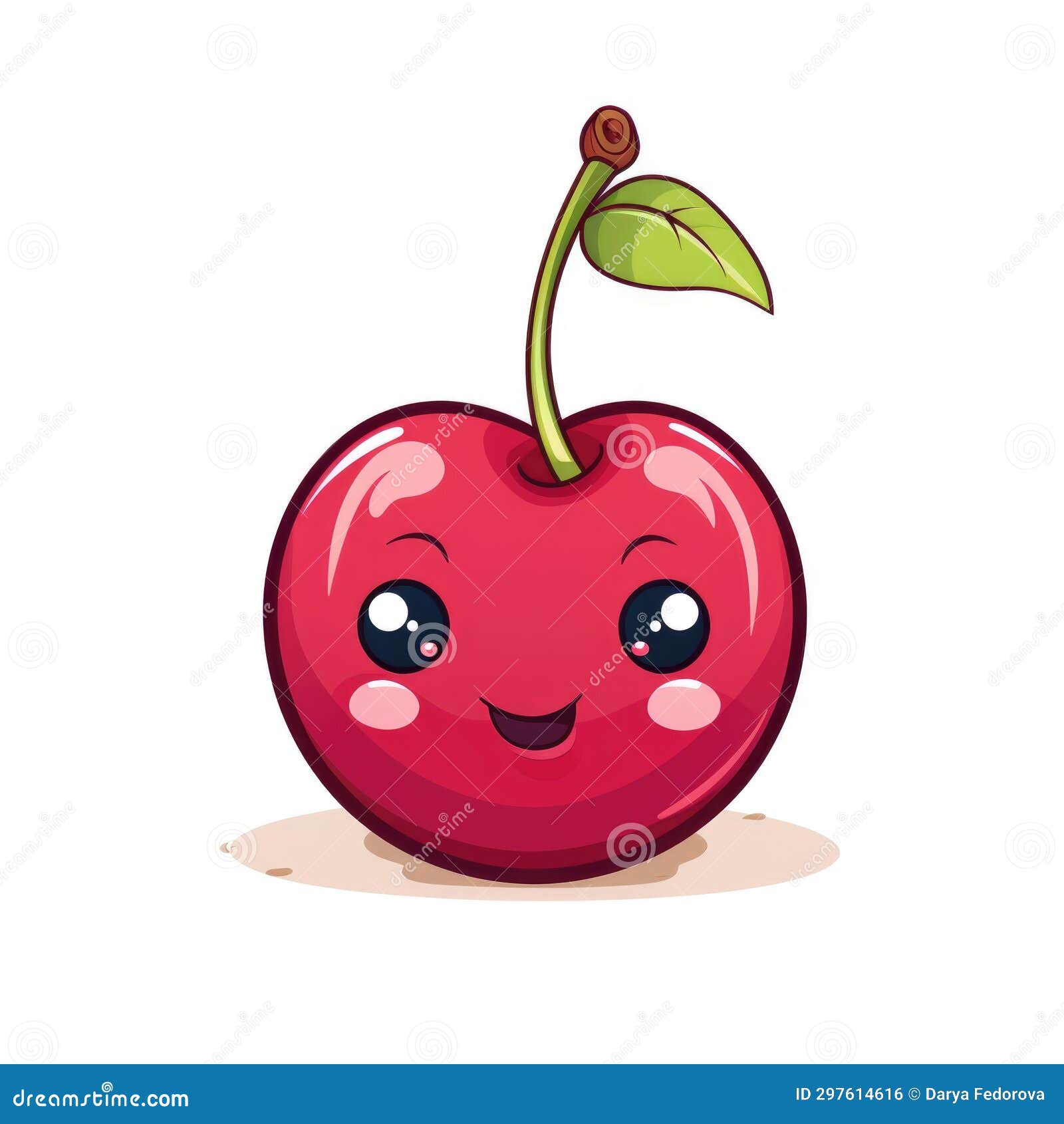 Cute Cartoon 3d Character Cherry with Eyes on White Background Stock ...