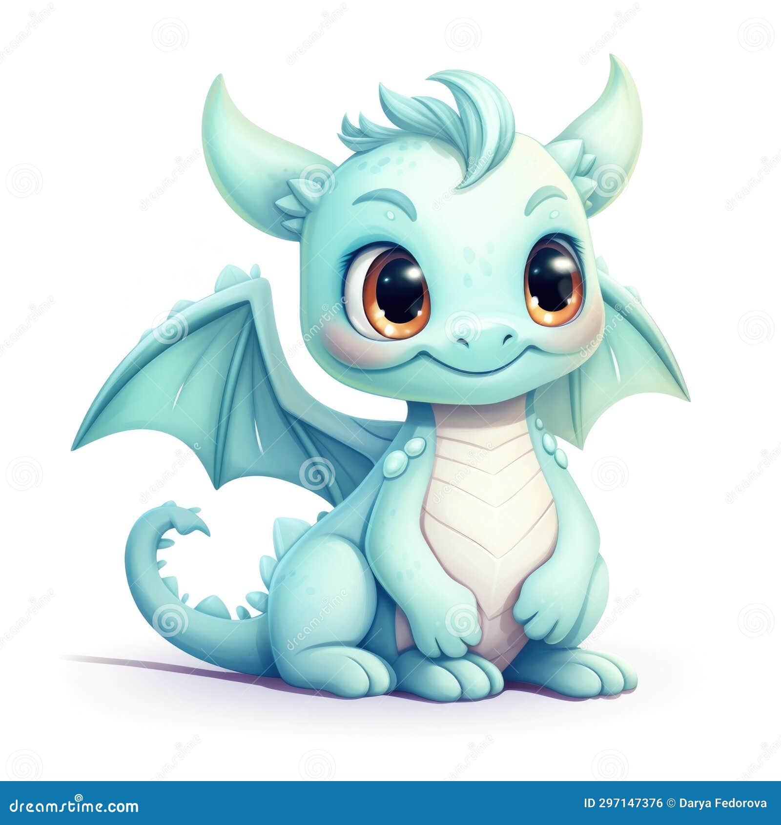 Cute Cartoon 3d Character Dragon on White Background Stock Illustration ...