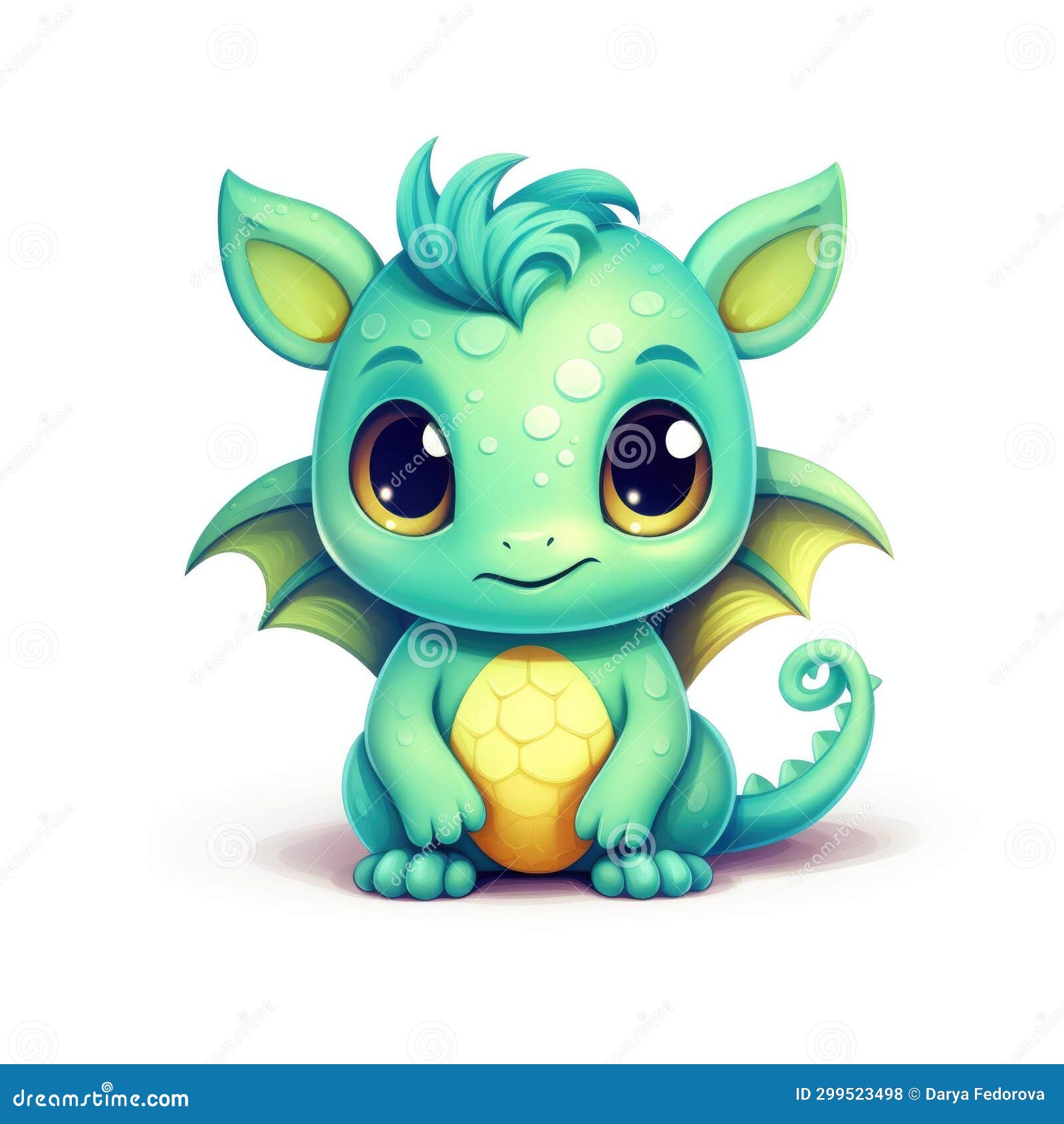 Cute Cartoon 3d Character Dragon on White Background Stock Illustration ...