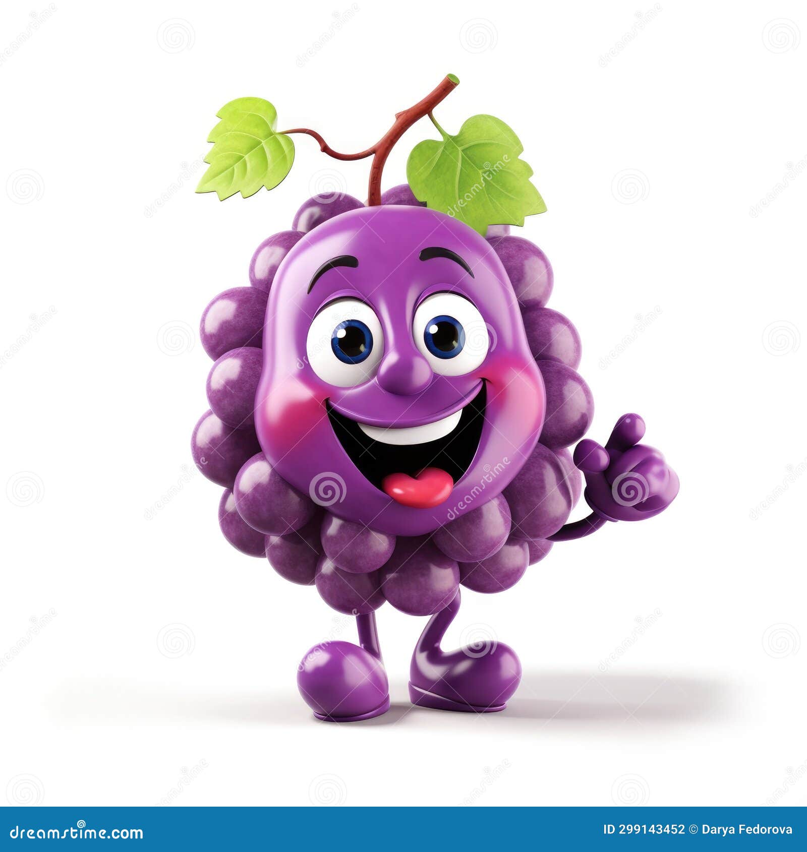 Cute Cartoon 3d Character Grape with Eyes. Stock Illustration ...