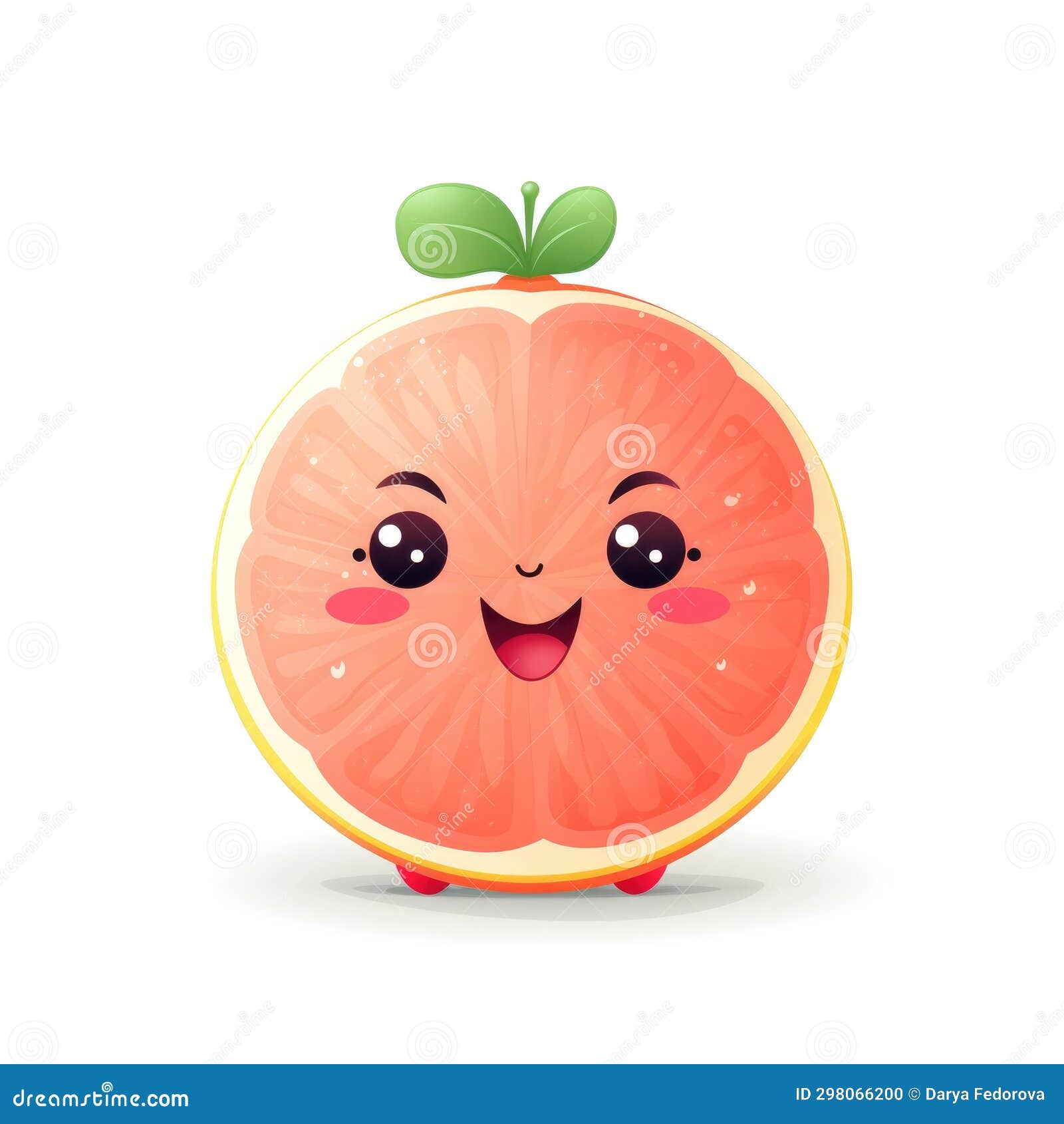 Cute Cartoon 3d Character Grapefruit with Eyes. Stock Illustration ...