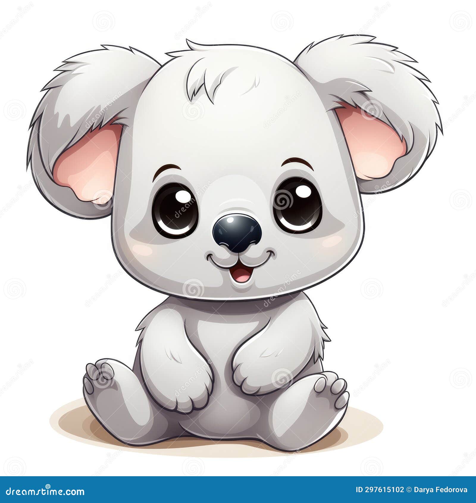 Cute Cartoon 3d Character Koala Bear on White Background Stock ...