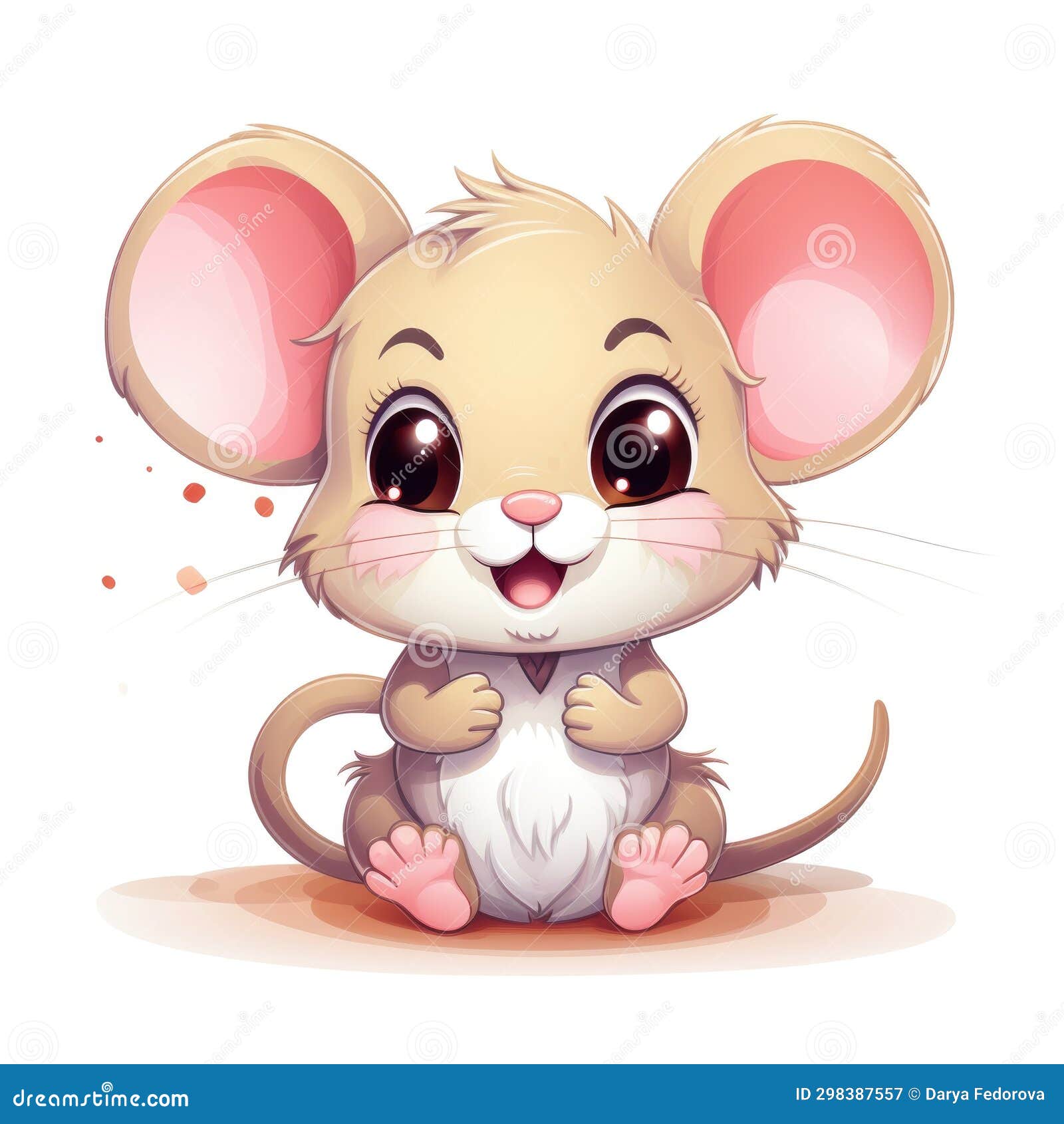 Cute Cartoon 3d Character Mouse on White Background Stock Illustration ...