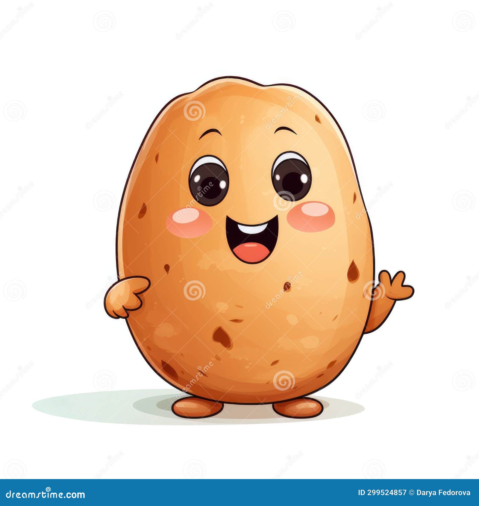 Cute Cartoon 3d Character Potato with Eyes on White Background Stock ...