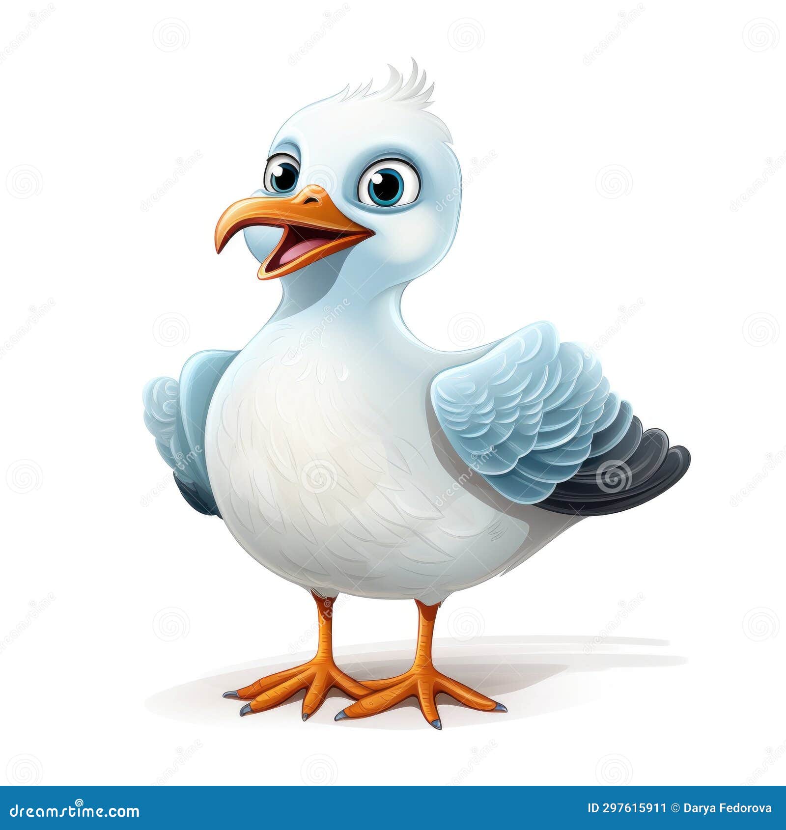 Cute Cartoon 3d Character Seagull on White Background Stock ...
