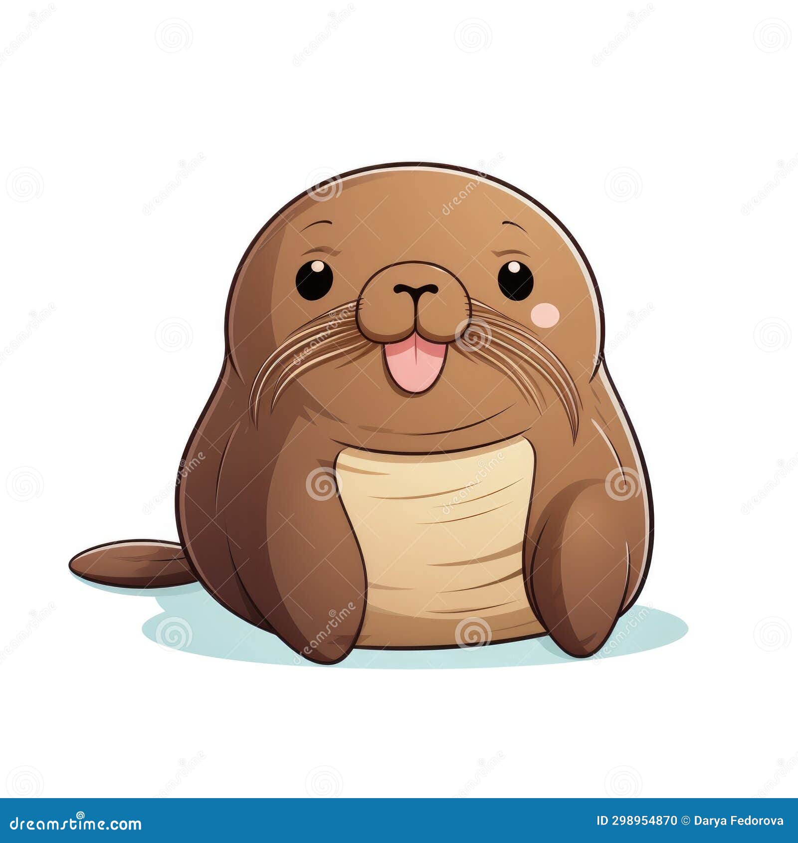 Cute Cartoon 3d Character Walrus on White Background Stock Illustration ...