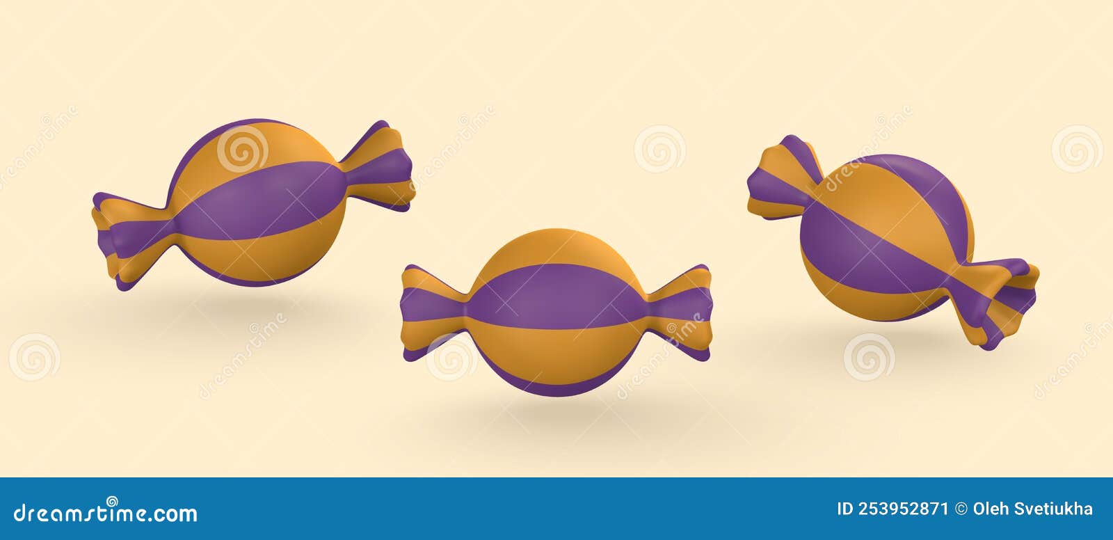 Cute Cartoon 3d Halloween Candy. Halloween Concept Stock Vector ...