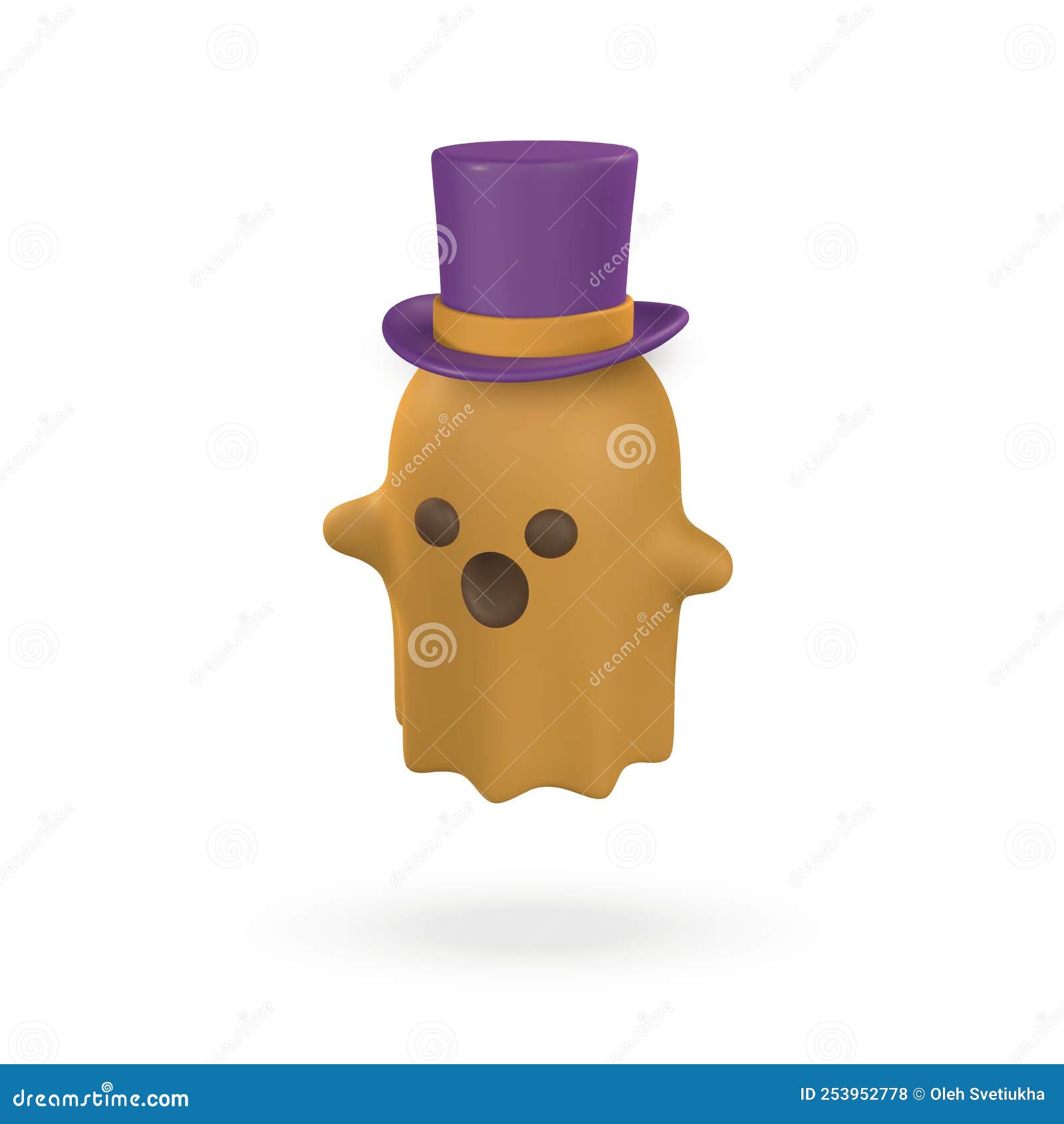 Cute Cartoon 3d Halloween Ghost with Wizard Cap. Halloween Concept ...