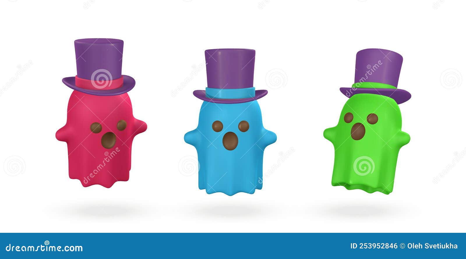 Cute Cartoon 3d Halloween Ghost with Wizard Cap. Halloween Concept ...