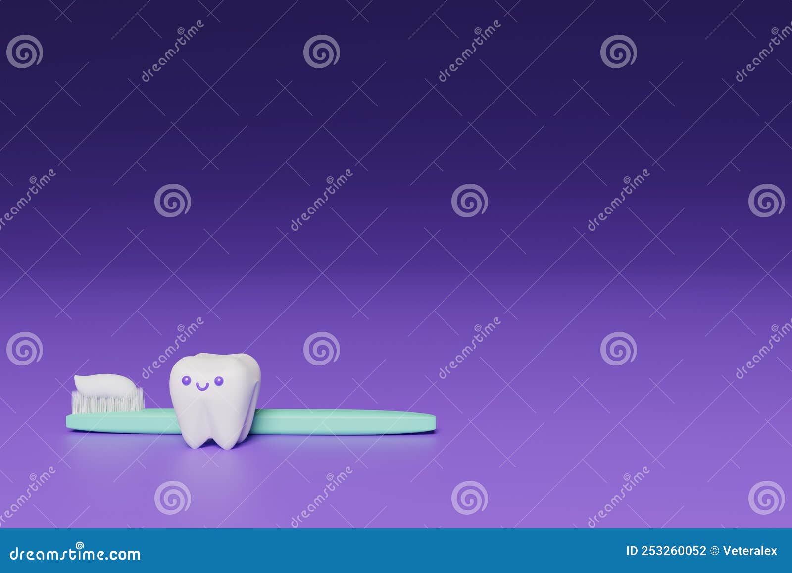 Cute Cartoon 3D Tooth and Toothbrush Render Stock Illustration ...