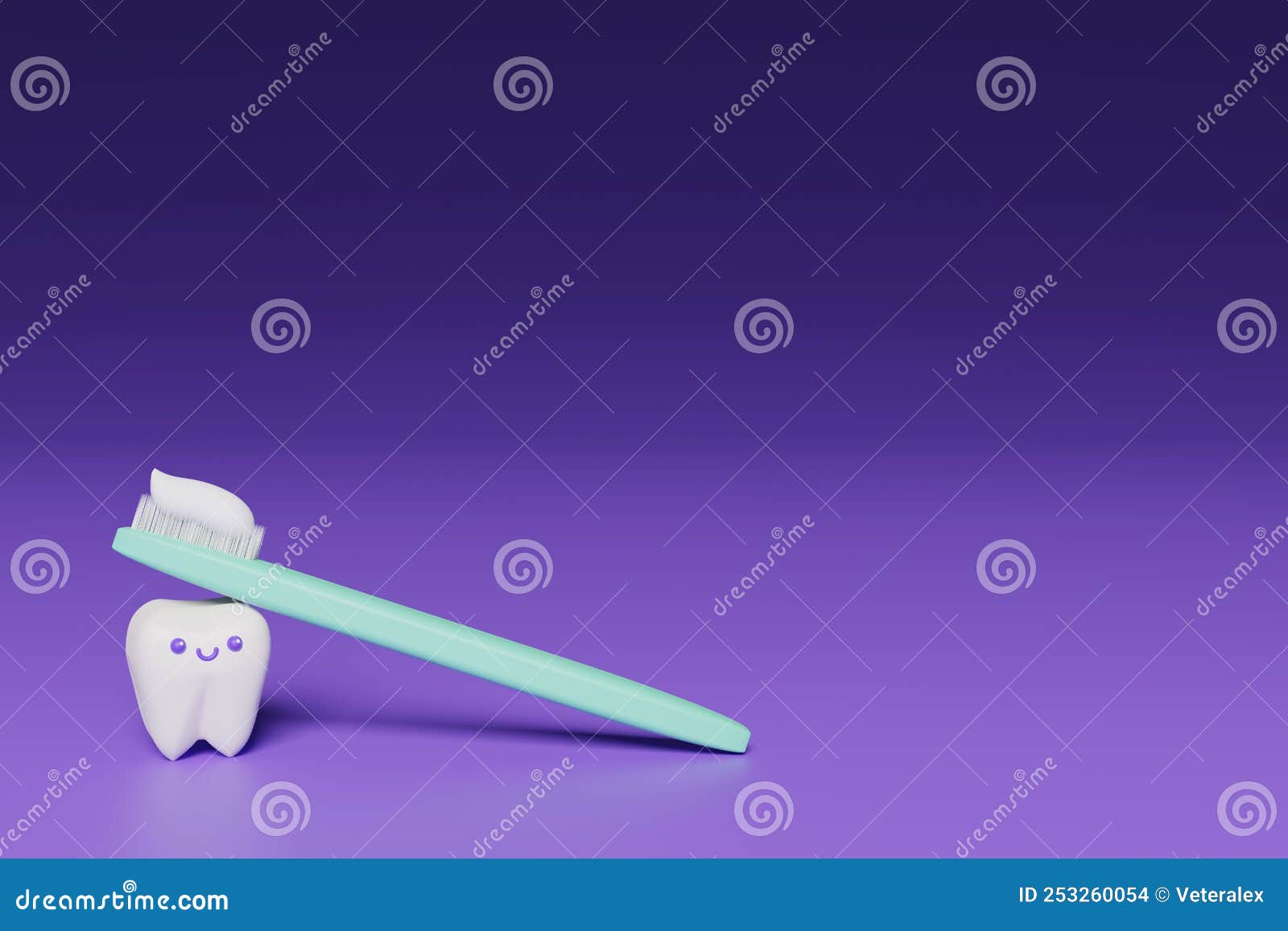 Cute Cartoon 3D Tooth and Toothbrush Render Stock Illustration ...