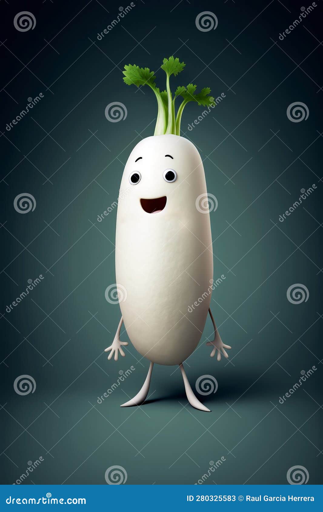 Cute Cartoon Daikon Radish Character. Generative Ai Stock Illustration ...