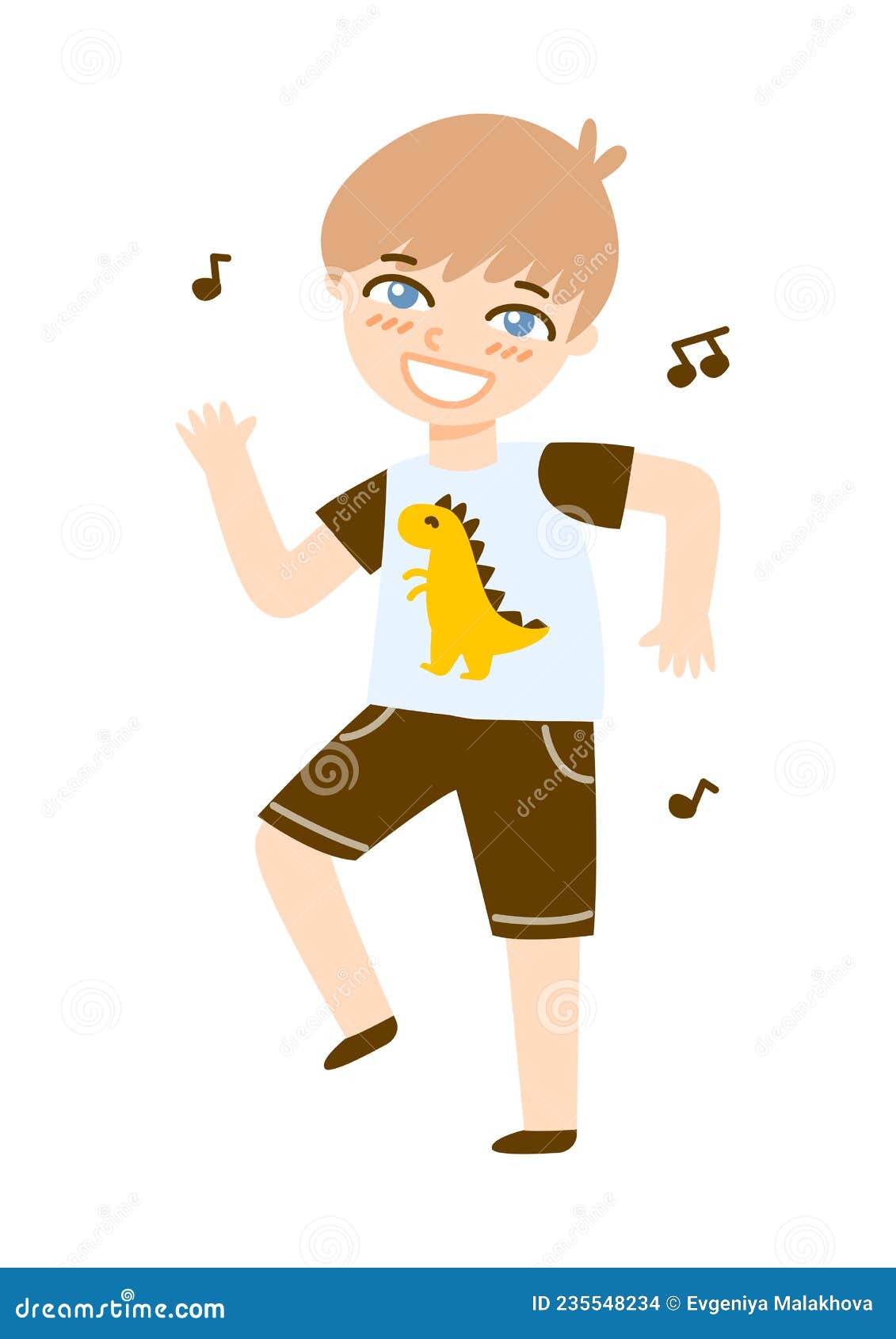 Cute Cartoon Dancing Boy Isolated on White Background 2 Stock Vector ...