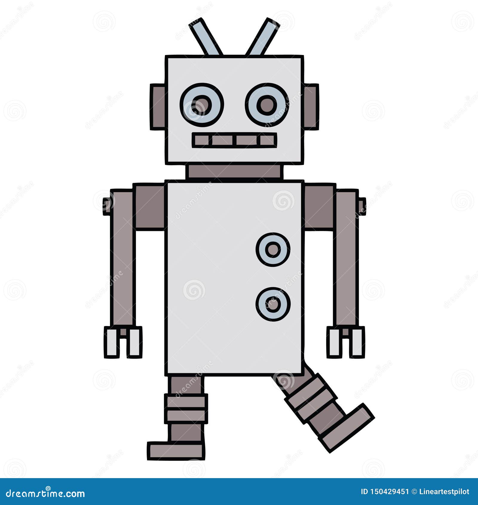 Cute Cartoon of a Dancing Robot Stock Vector - Illustration of dance ...
