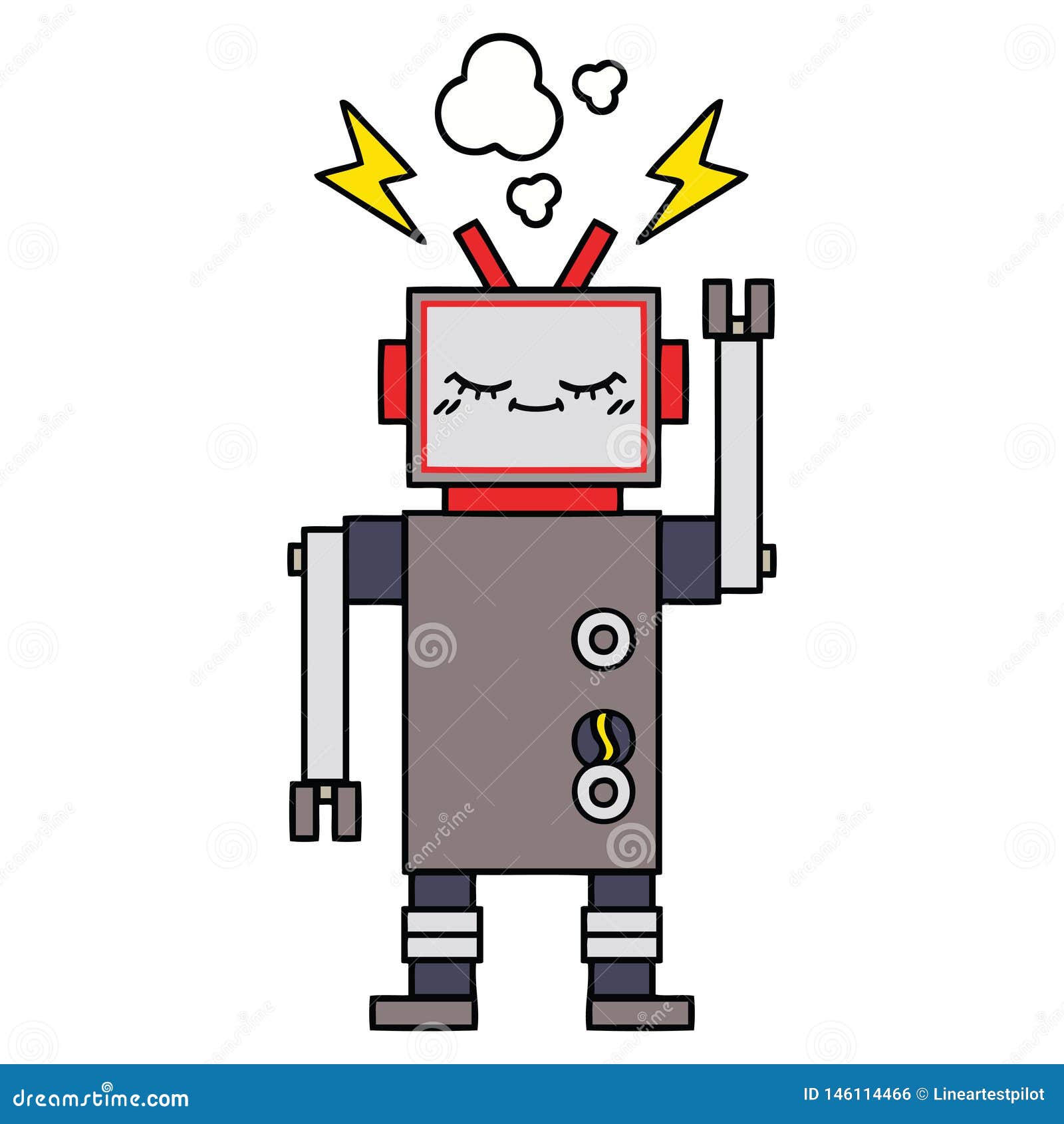 Cute Cartoon of a Dancing Robot Stock Vector - Illustration of artwork ...