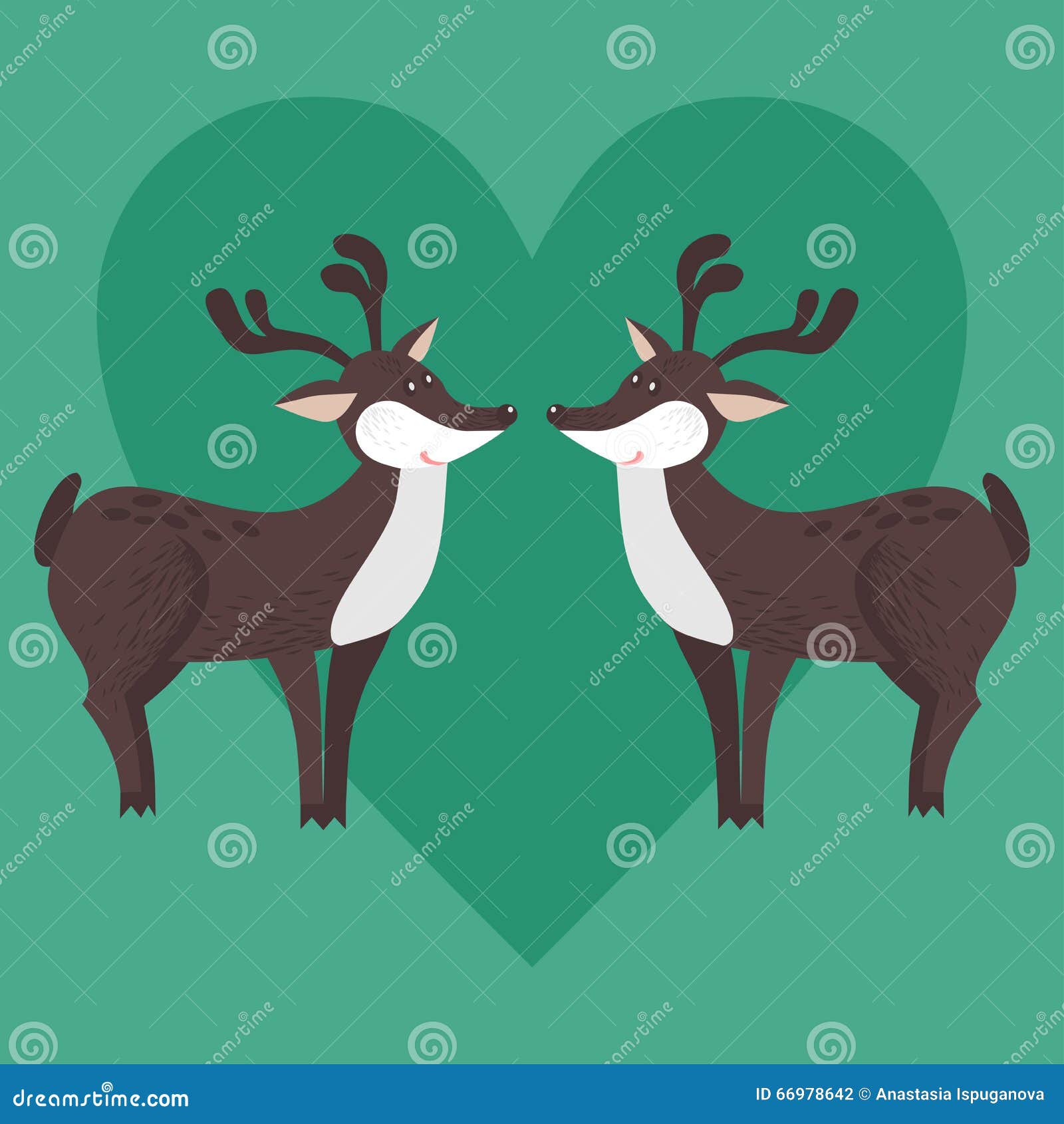 Cute Cartoon Decorative Deer in Love Stock Illustration - Illustration ...