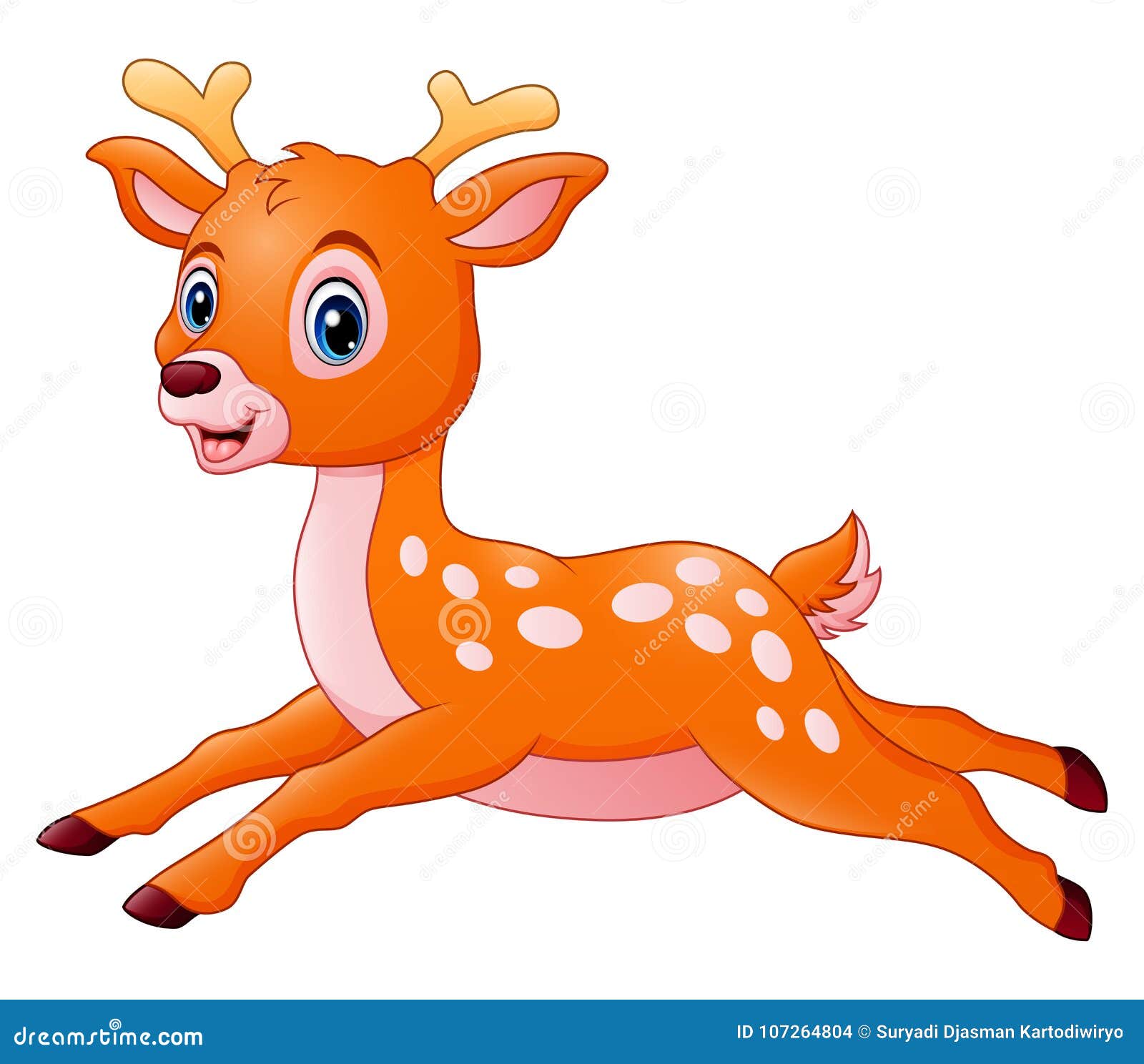 Cute cartoon deer running stock vector. Illustration of jumping - 107264804