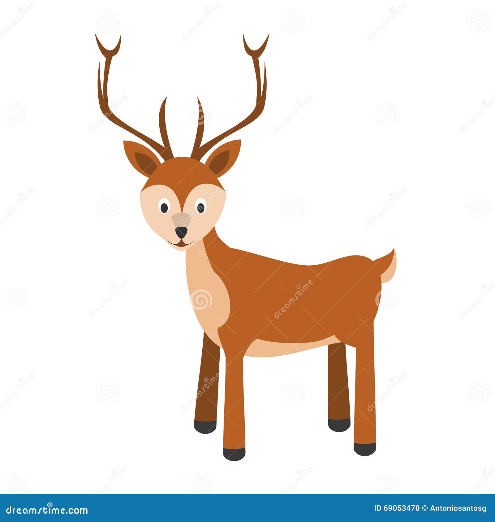 Cute Cartoon Deer Vector Illustration Stock Vector - Illustration of ...