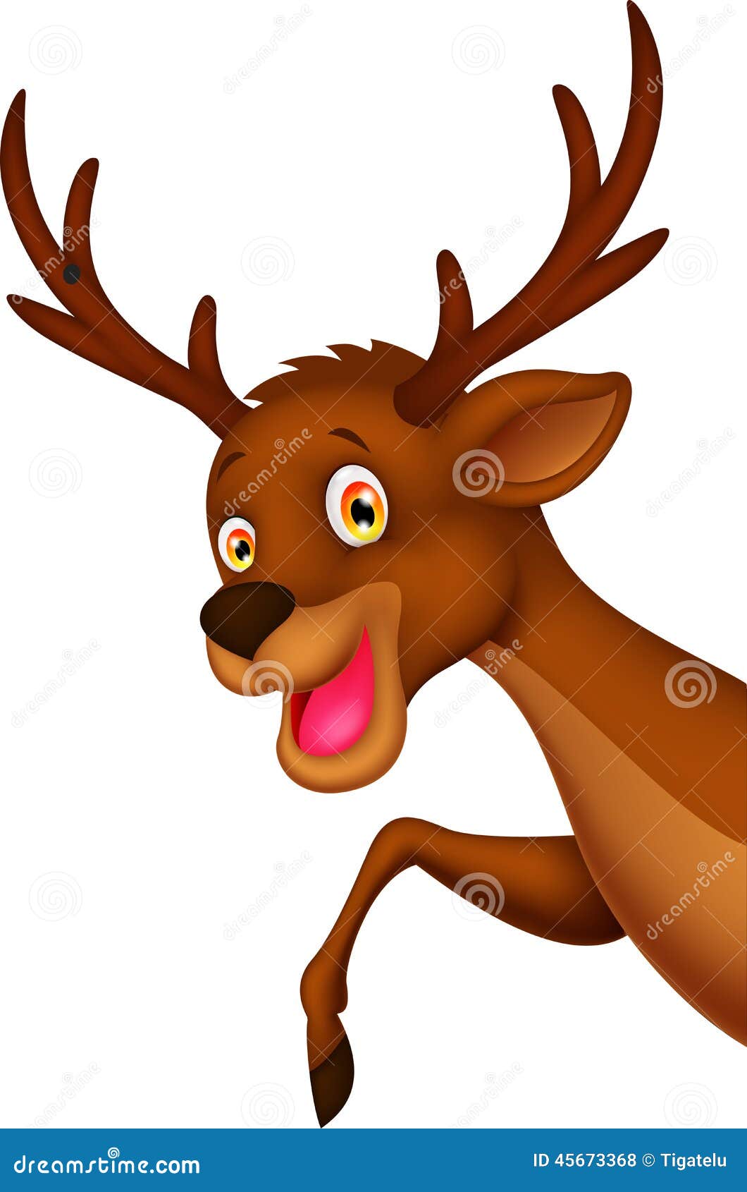 Cute cartoon deer waving stock vector. Illustration of character - 45673368