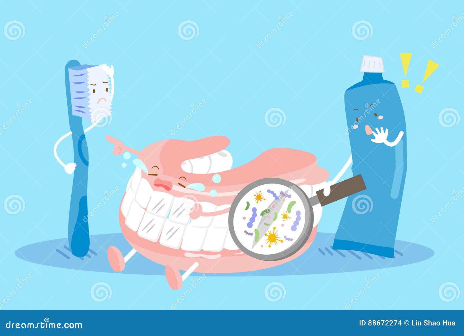 Cartoon Denture With Surfing Vector Illustration | CartoonDealer.com ...