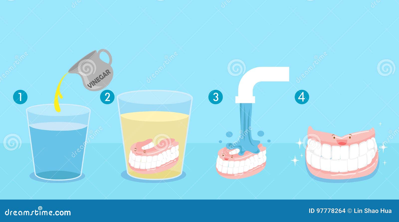Cute cartoon denture stock illustration. Illustration of cleaning ...
