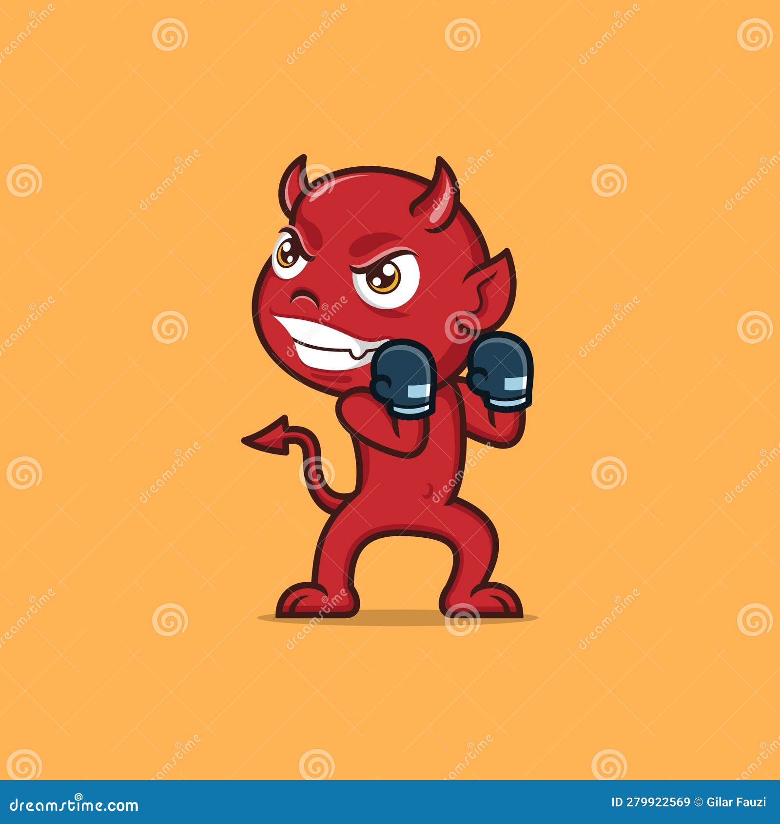Cute devil boxing stock vector. Illustration of face - 279922569
